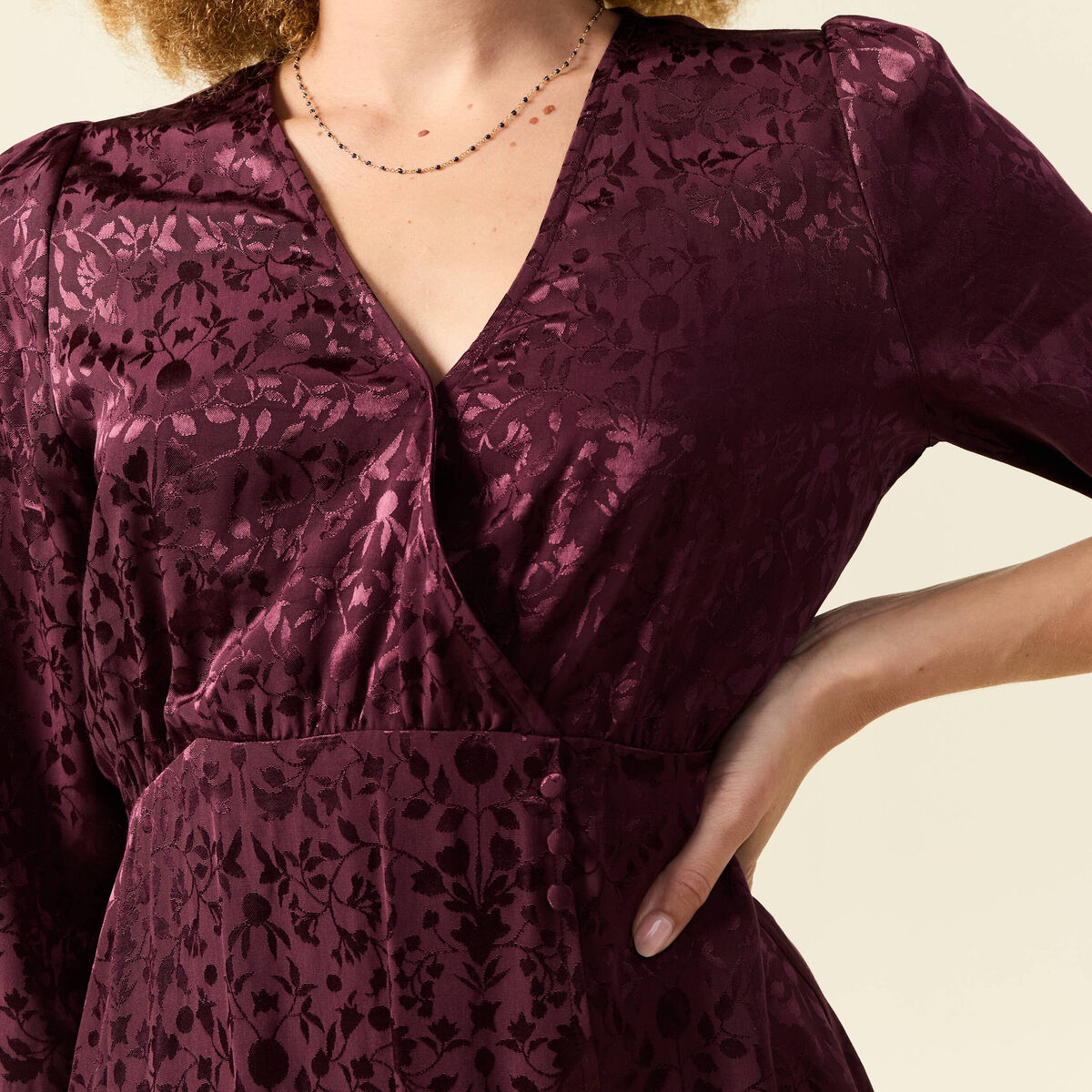 Robe évasée satin prune femme | Vibs