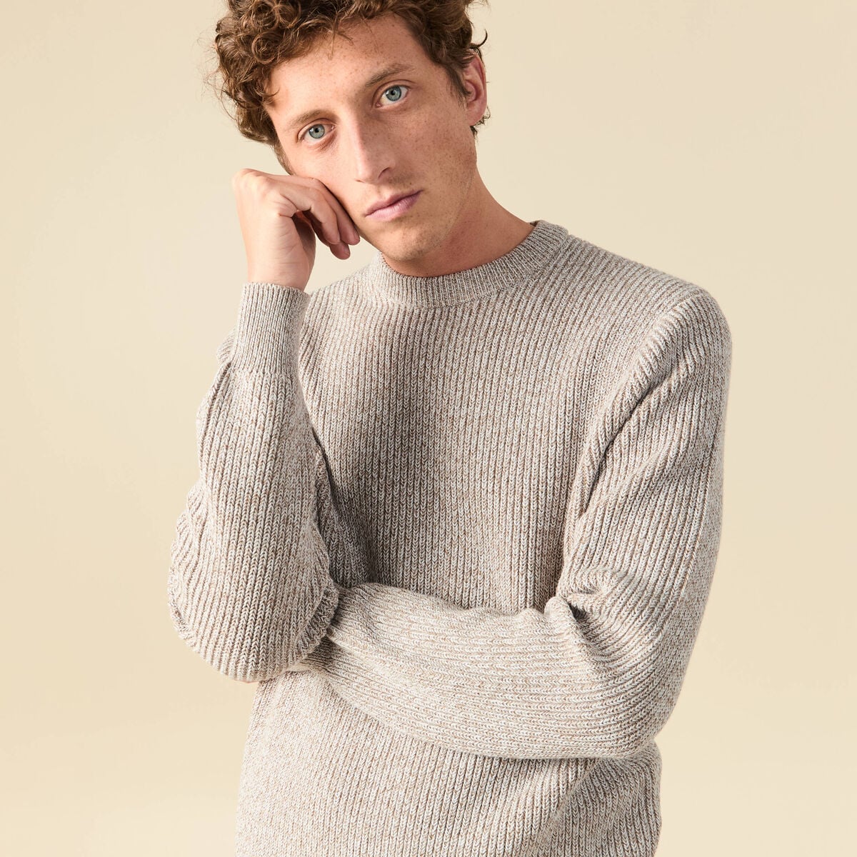 Pull manches longues gris clair homme | Vibs