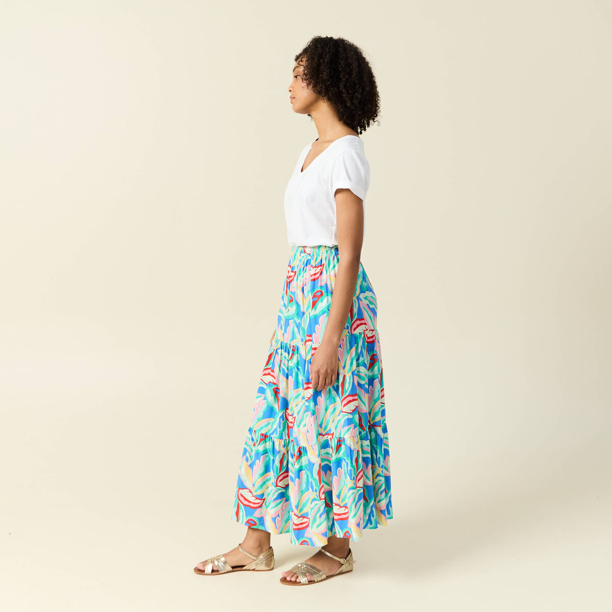 Jupe longue évasée multicolore femme | Vibs