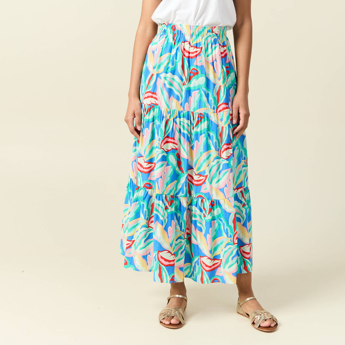 Jupe longue évasée multicolore femme | Vibs