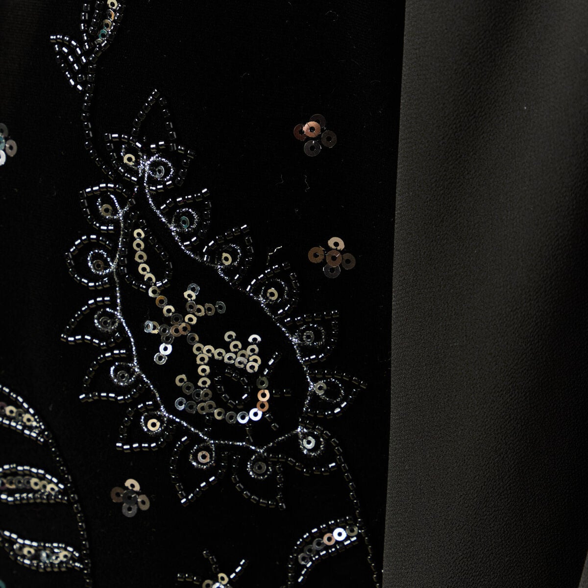 Veston court droit en velours noir femme | Vibs