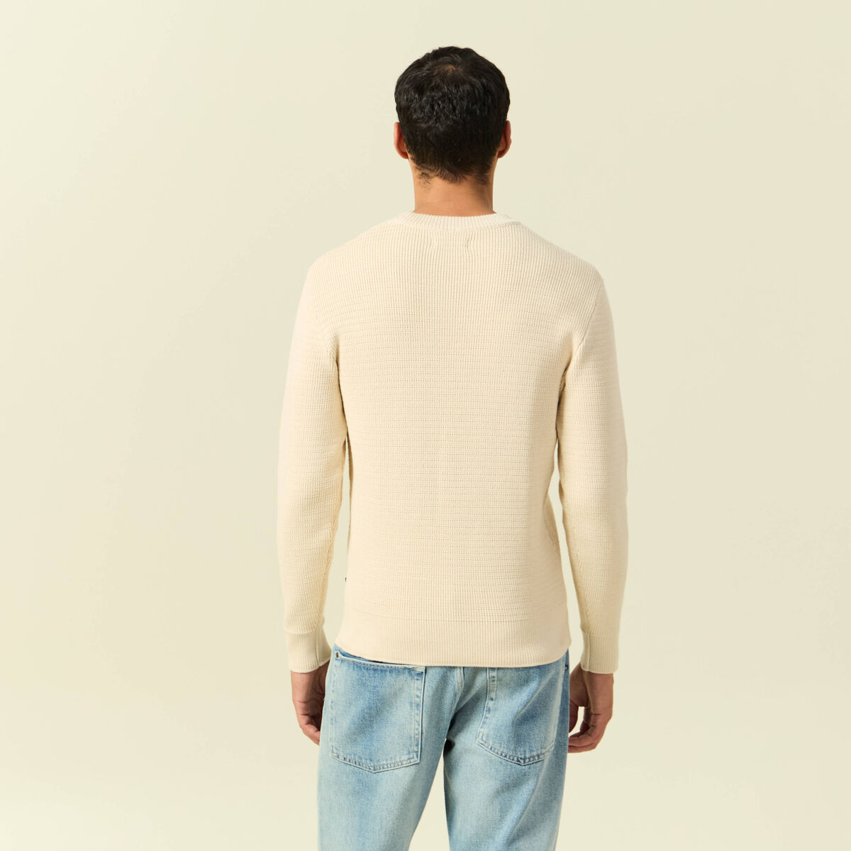 Pull col rond manches longues sable homme | Vibs
