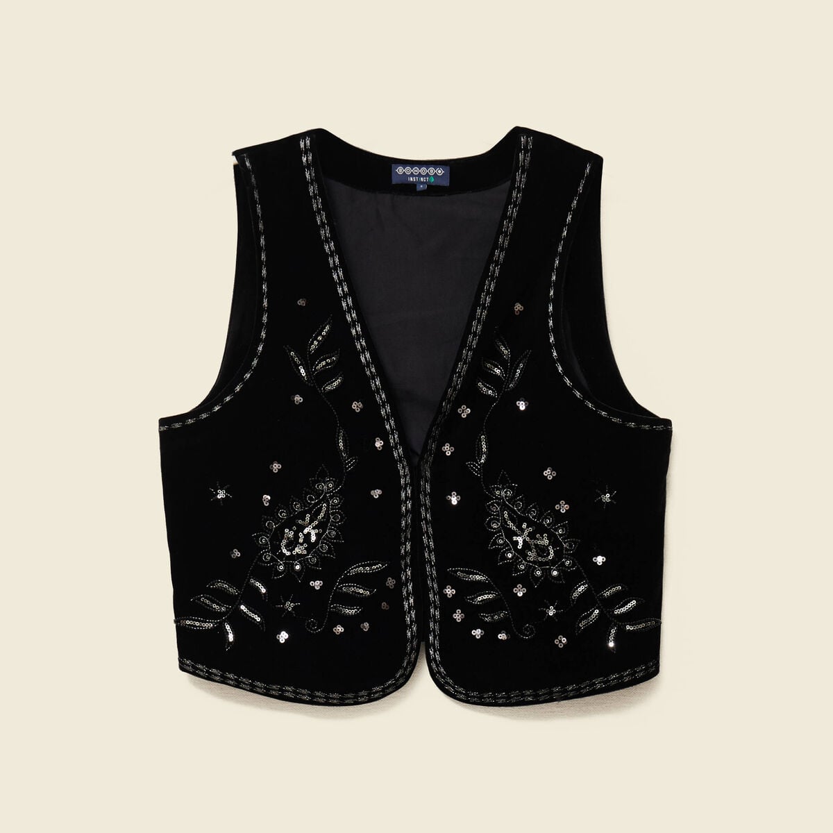 Veston court droit en velours noir femme | Vibs