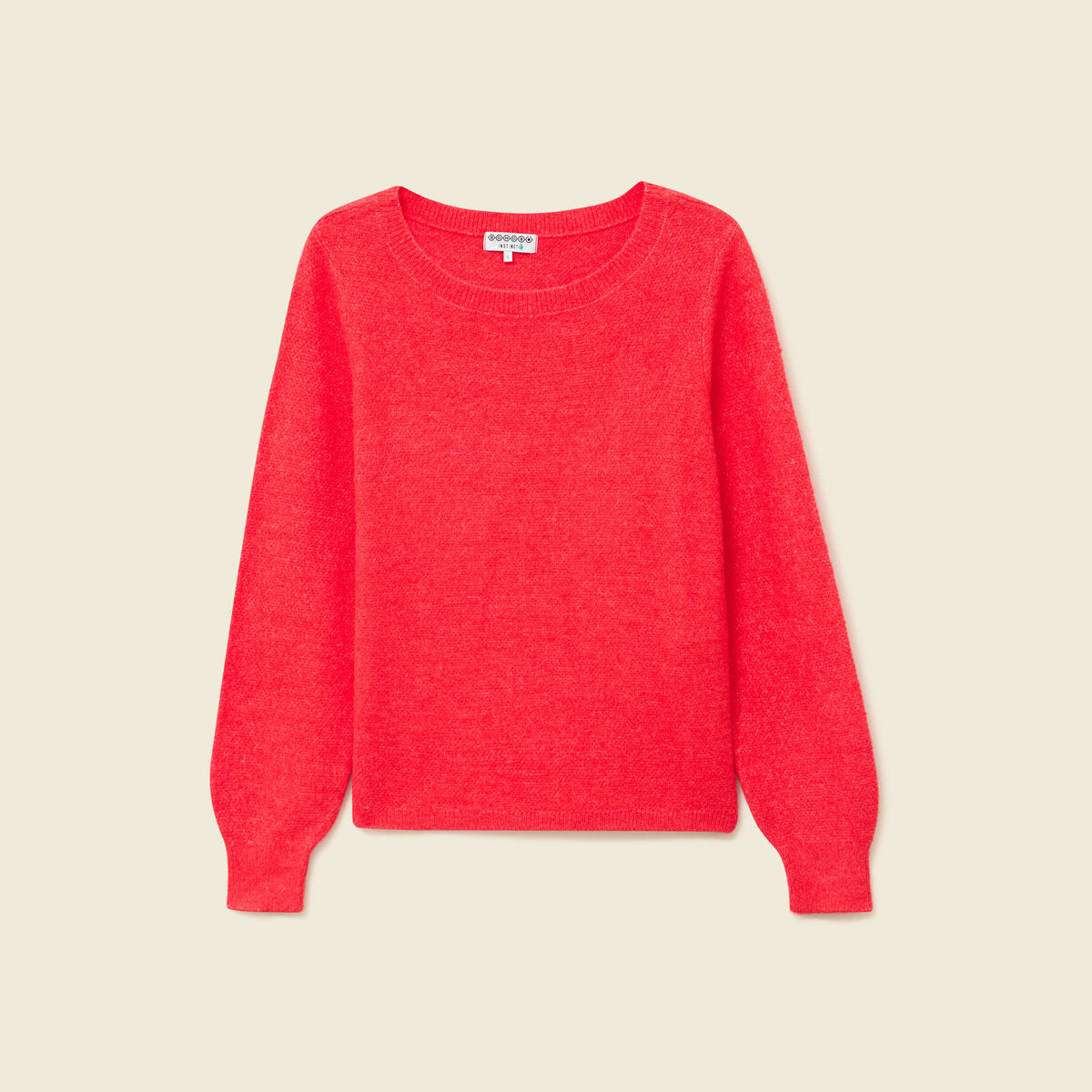 Pull col bateau manches longues rouge femme | Vibs