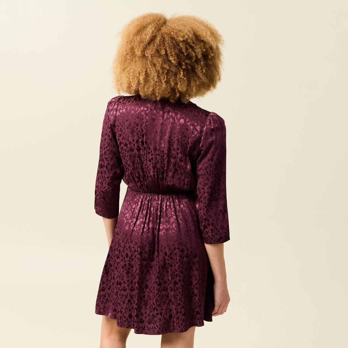 Robe évasée satin prune femme | Vibs