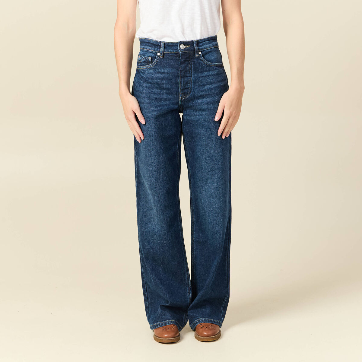 Jeans large taille haute denim brut femme | Vibs