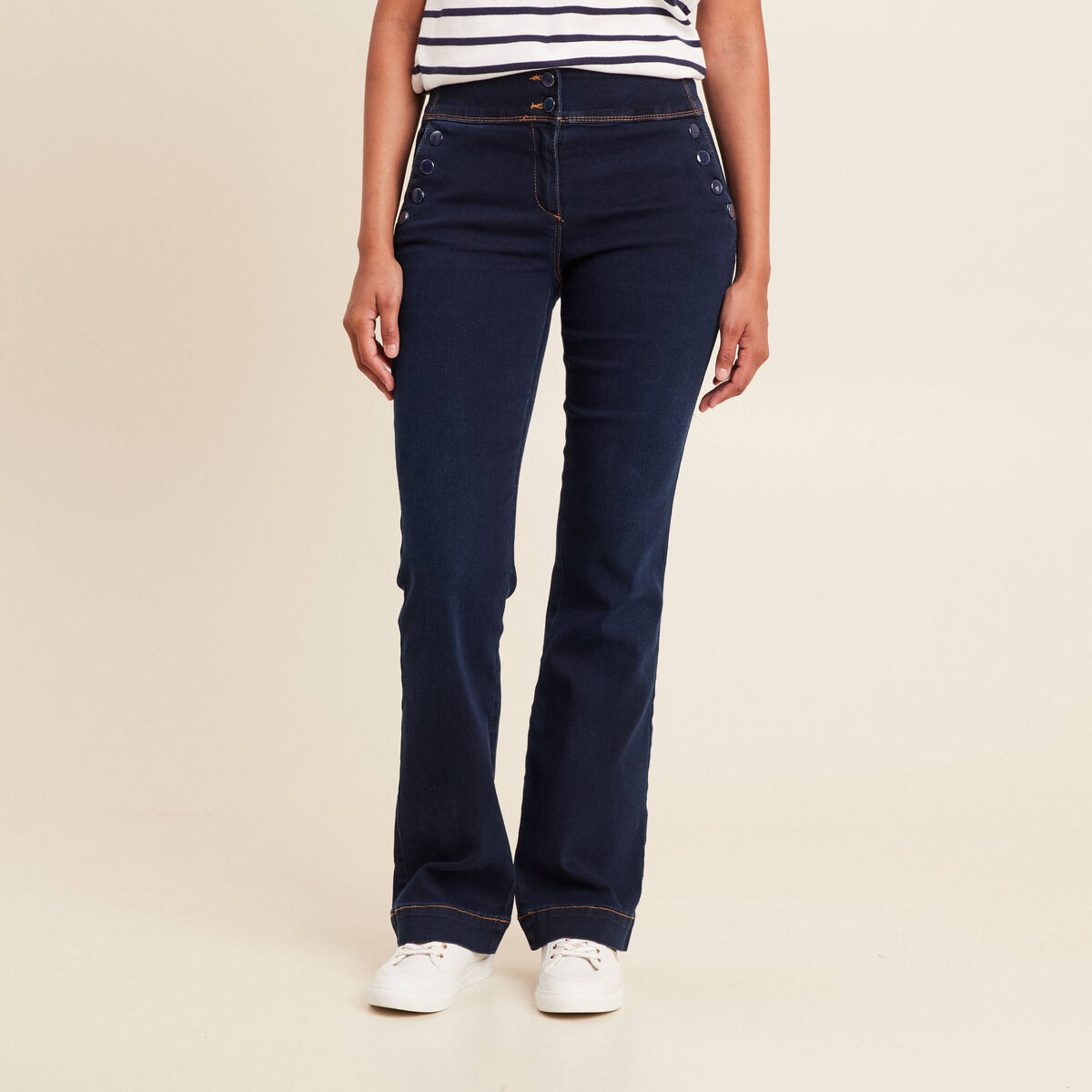 Jean bootcut taille haute denim brut femme | Vibs