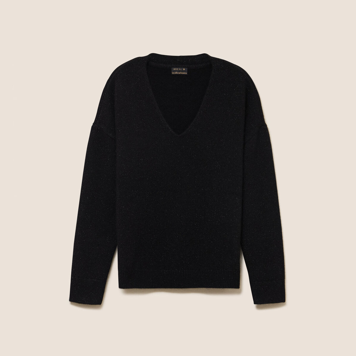 Pull en cachemire col v noir femme | Vibs