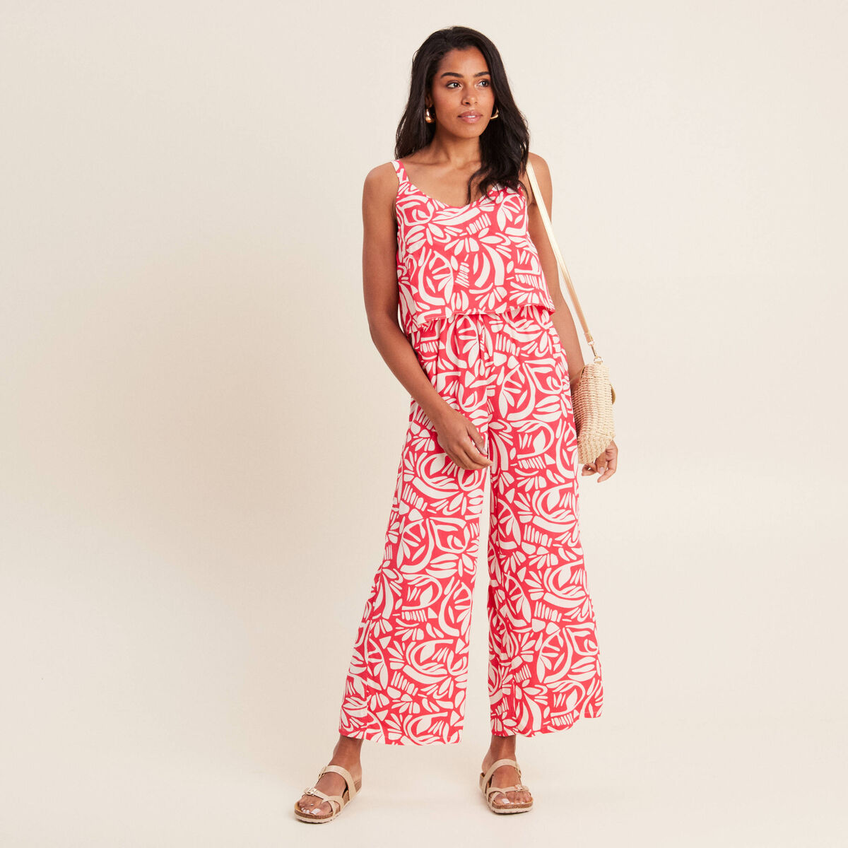 Combinaison pantalon ample rouge femme | Vibs