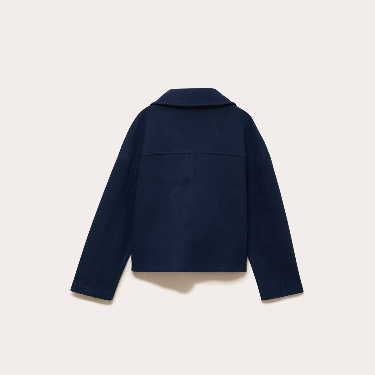 Caban court oversize col tailleur bleu marine femme | Vibs