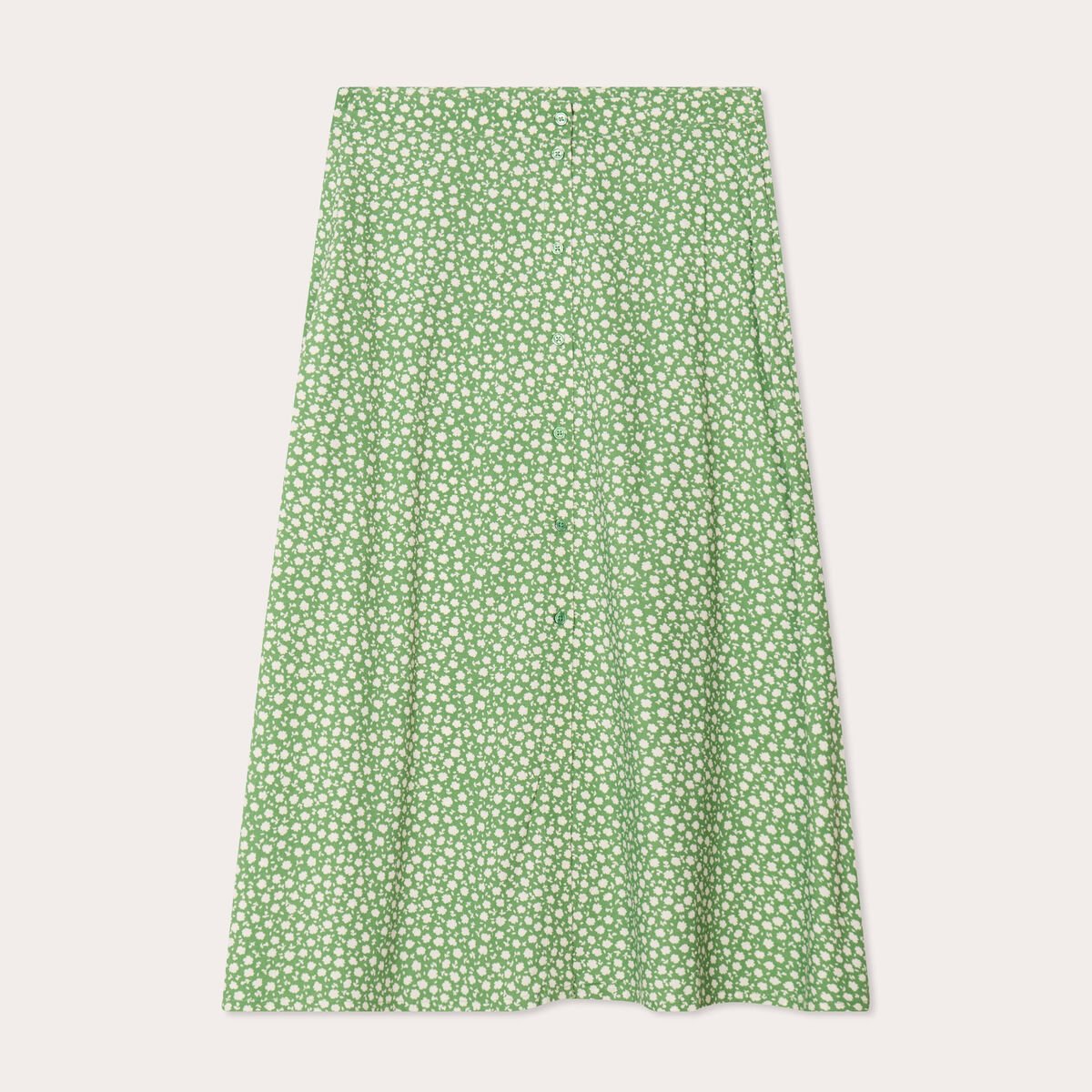 Jupe midi droite boutonnée vert kaki femme | Vibs