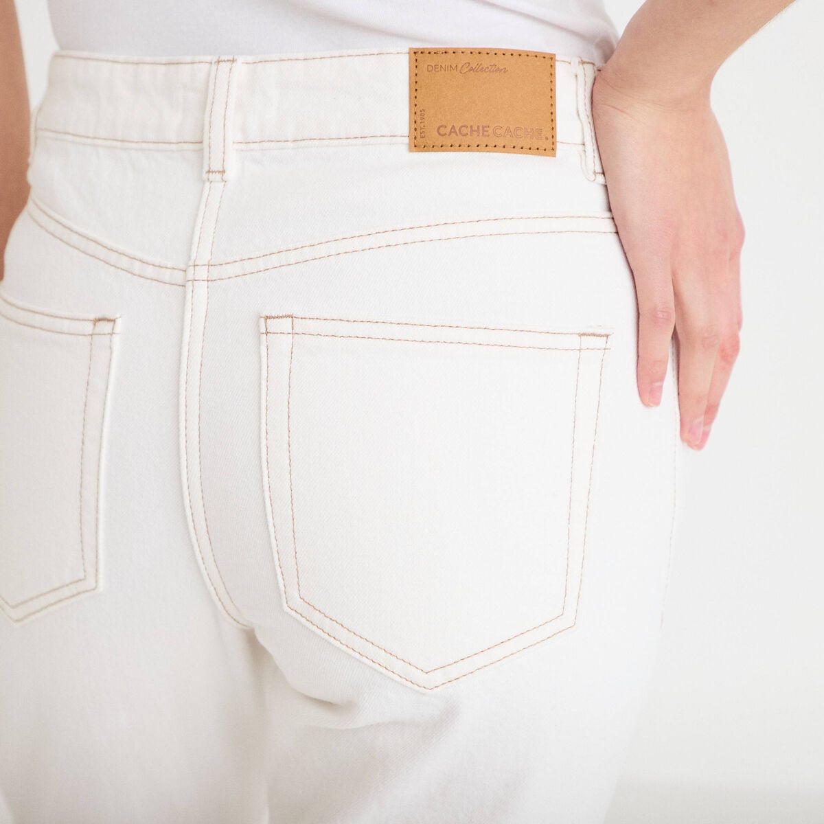 Jean slim taille standard denim blanc femme | Vibs