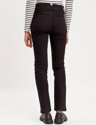 jeans droit a ponts denim noir femme