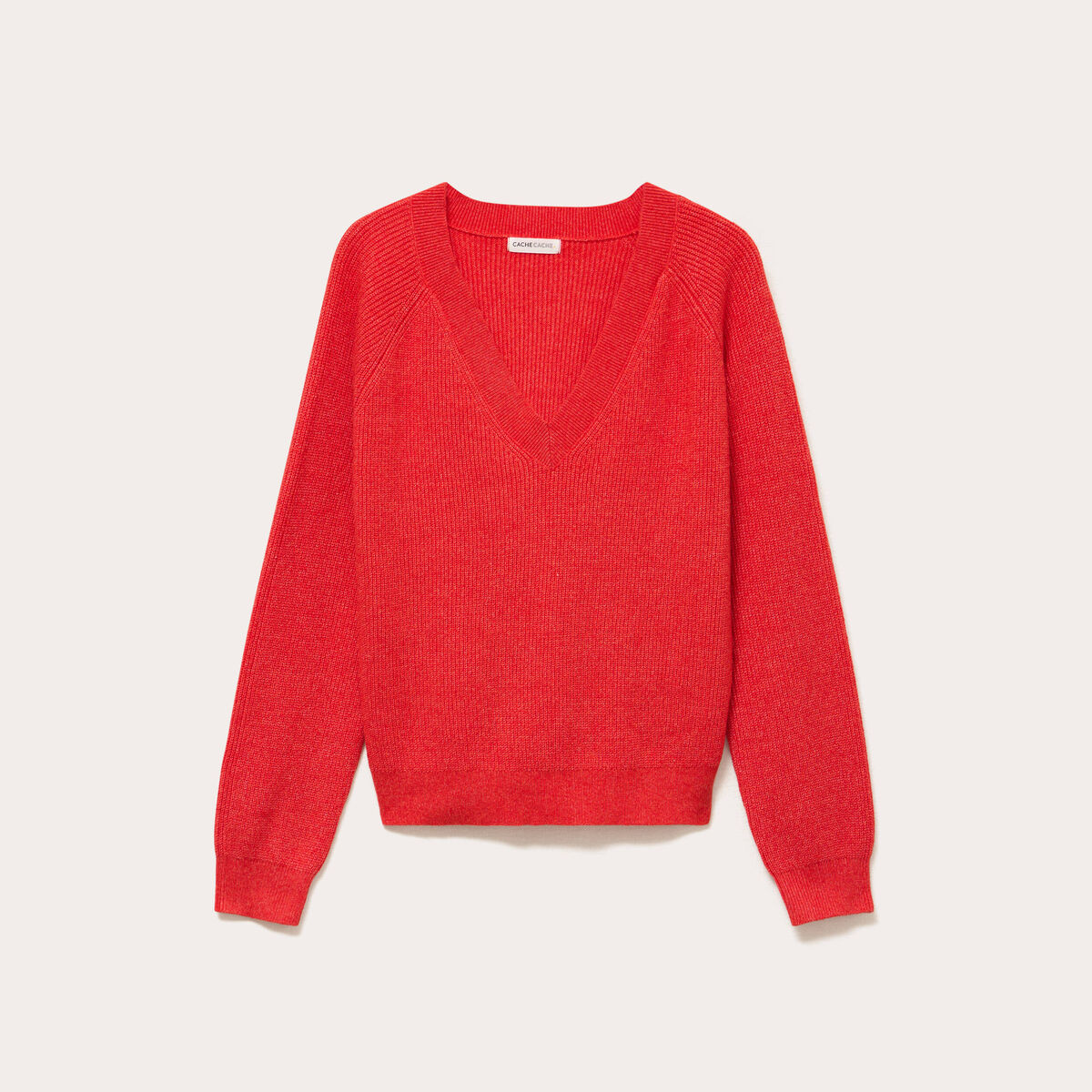 Pull fin col v rouge femme | Vibs