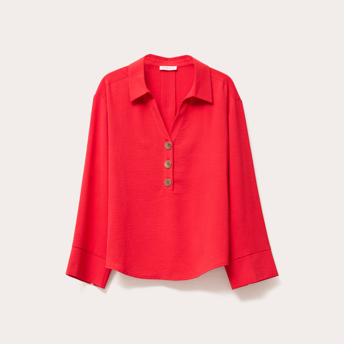 Blouse manches longues rouge femme | Vibs