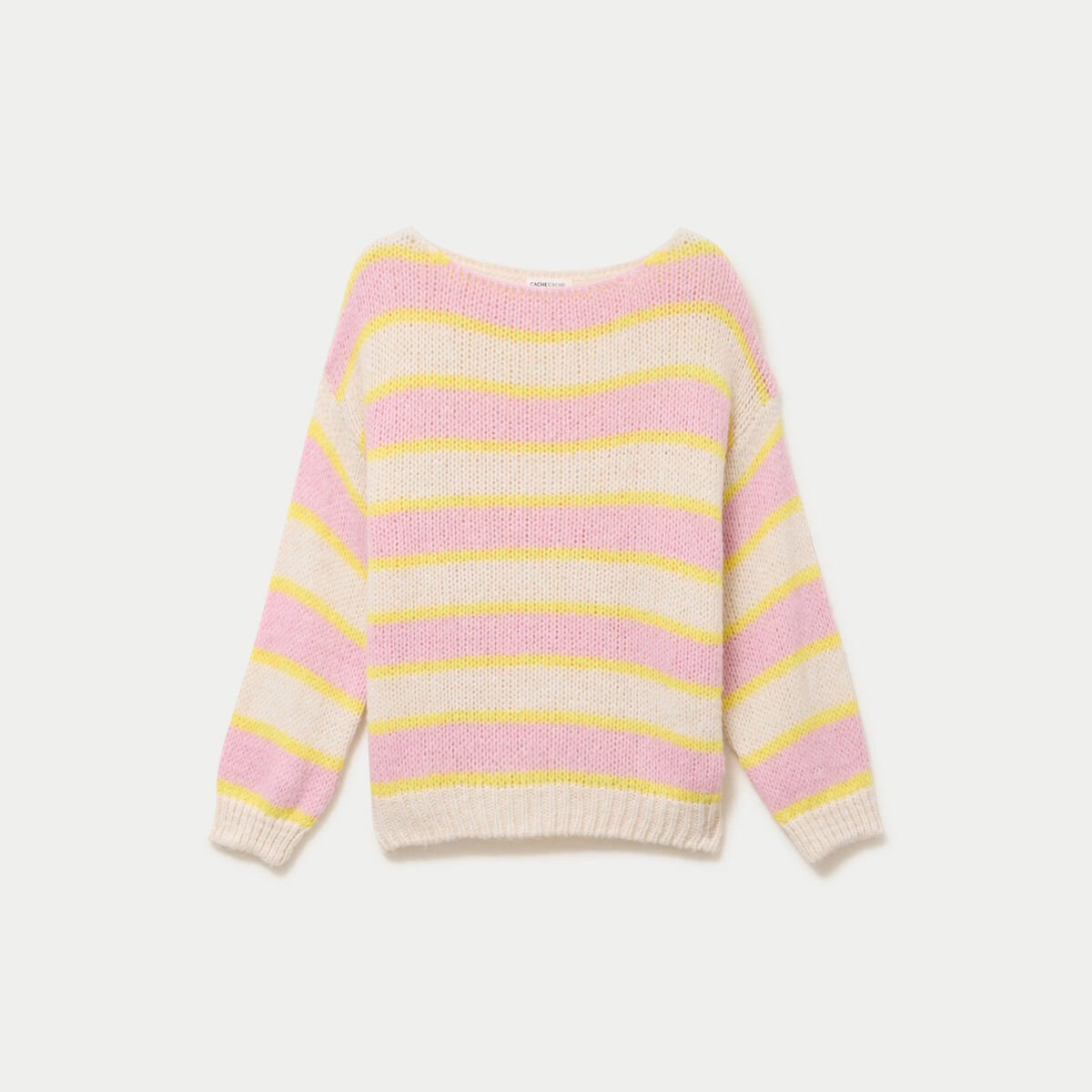 Pull col bateau manches longues jaune clair femme | Vibs