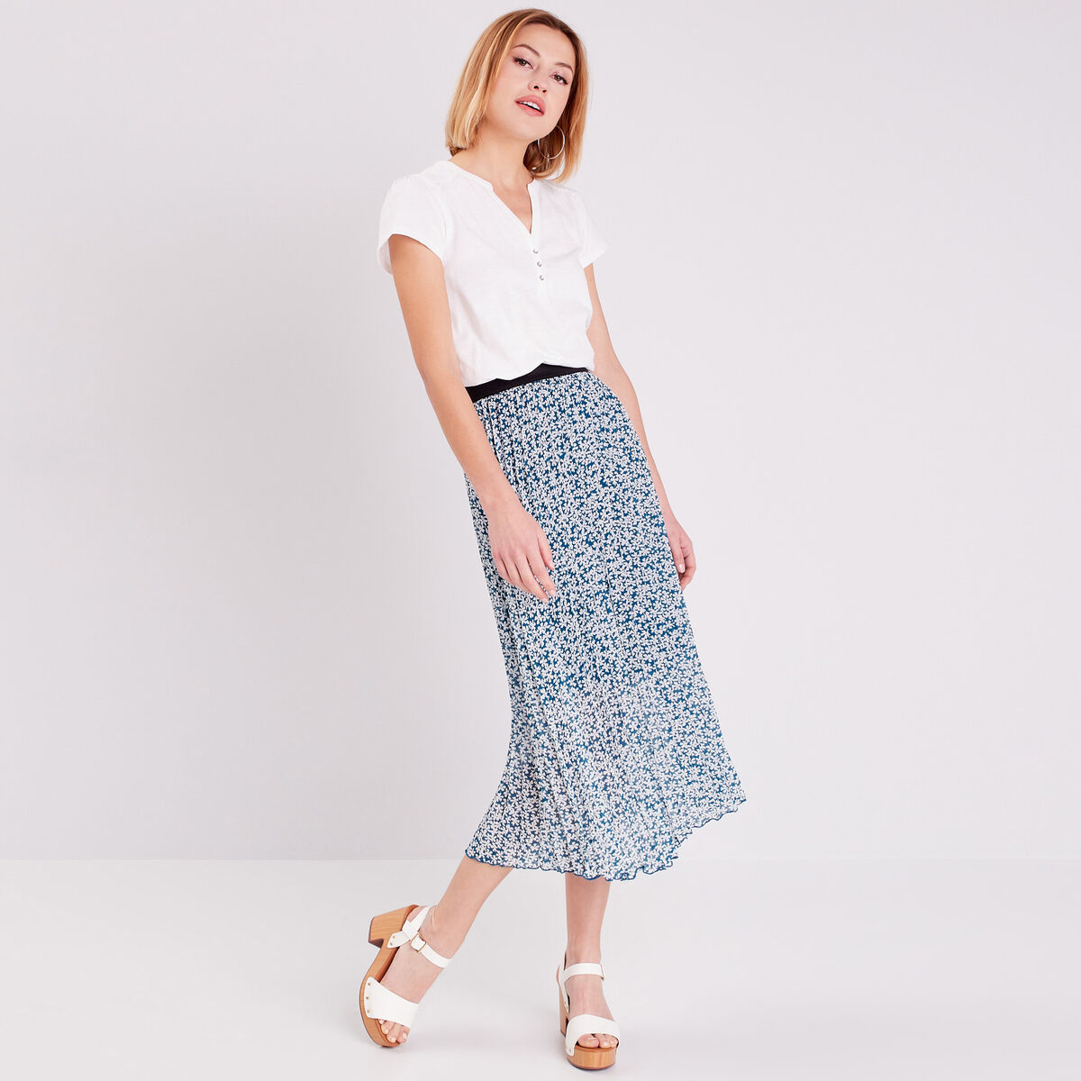 T-shirt boutonné sur le devant blanc femme | Vibs