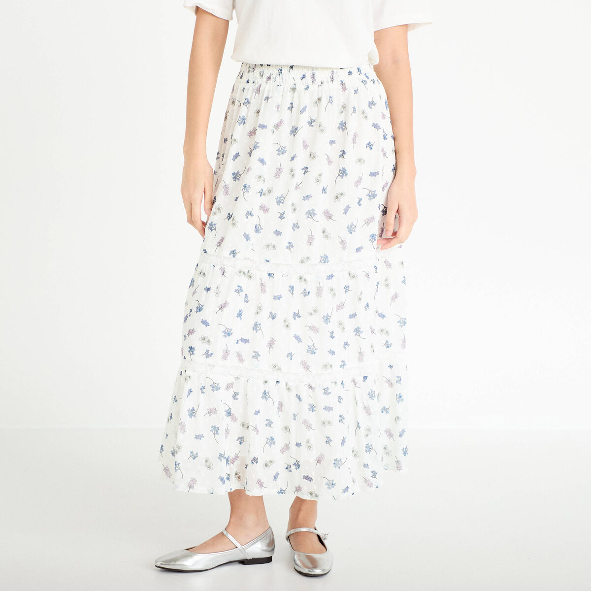 Jupe longue évasée Bridgerton blanc femme | Vibs