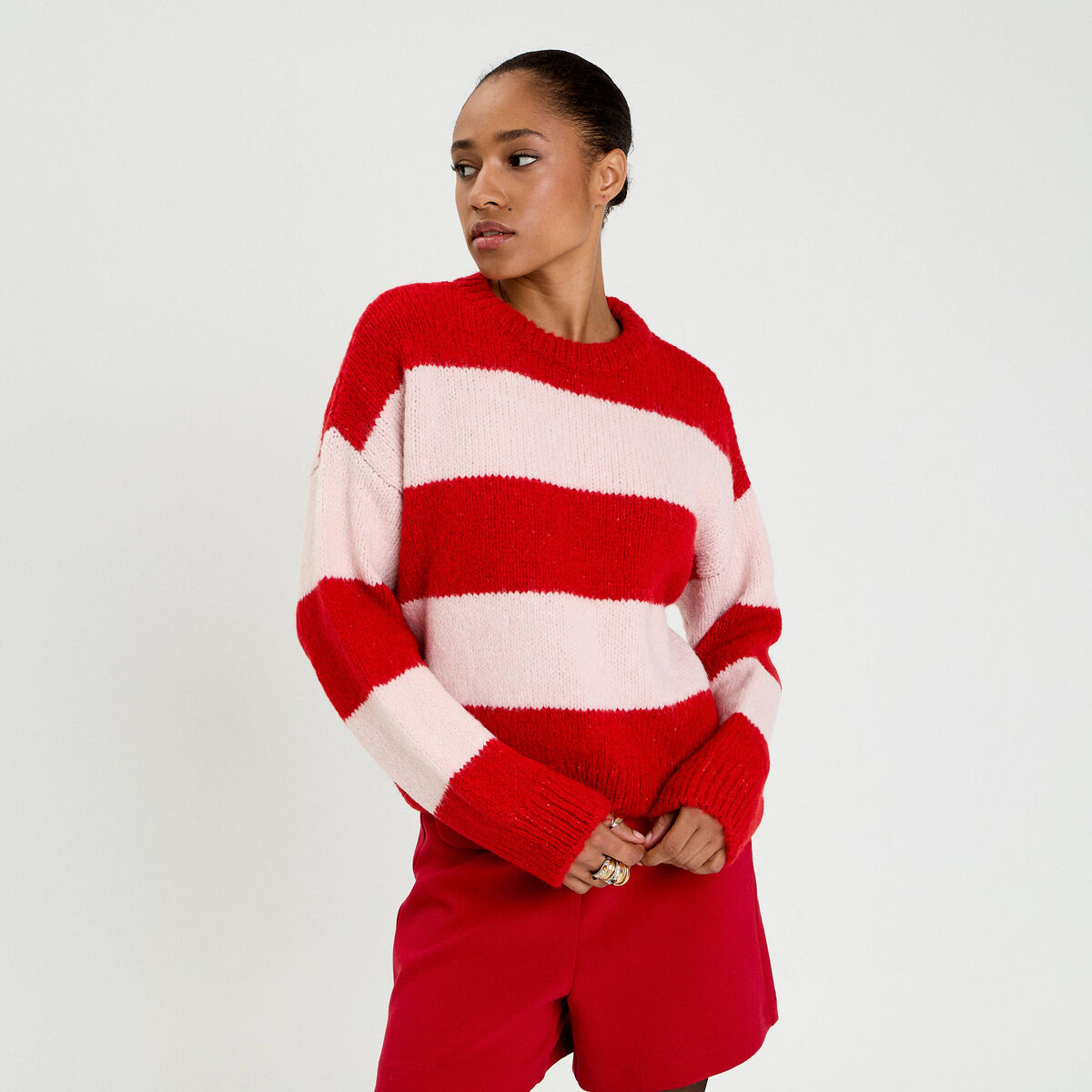 Pull manches longues rouge femme | Vibs