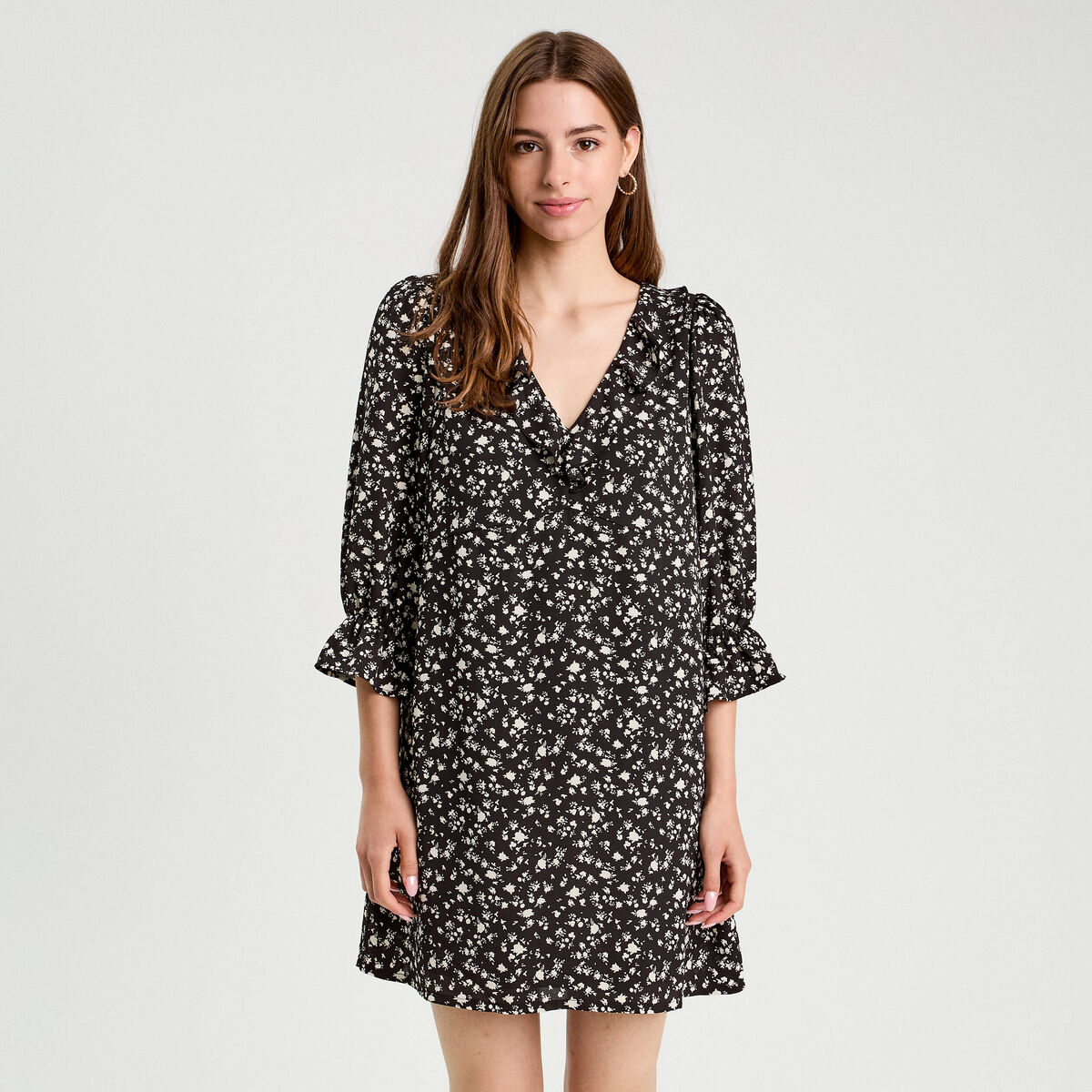 Robe droite manches 3/4 blanc femme | Vibs