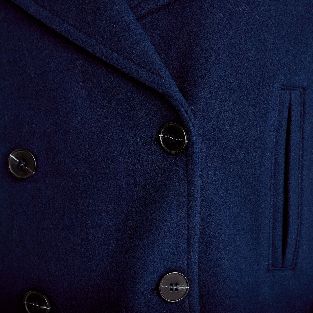 Caban court oversize col tailleur bleu marine femme | Vibs