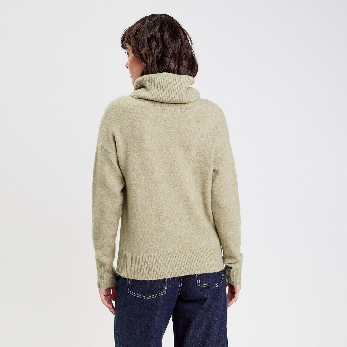 Pull avec col roulé vert kaki femme | Vibs