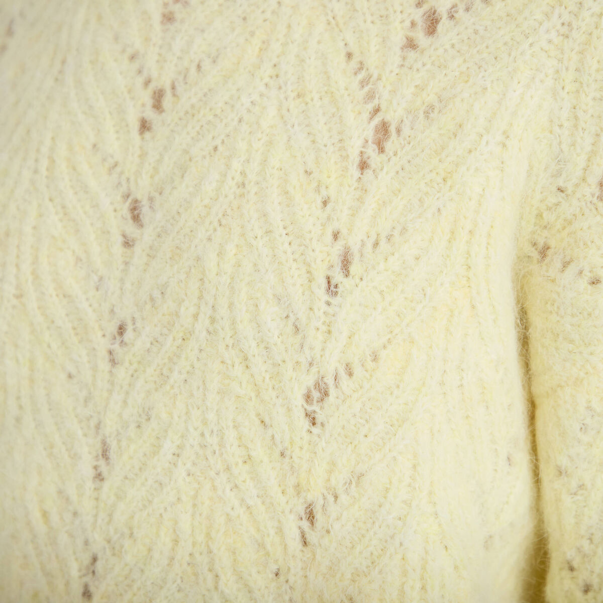 Pull ajouré manches longues jaune clair femme | Vibs