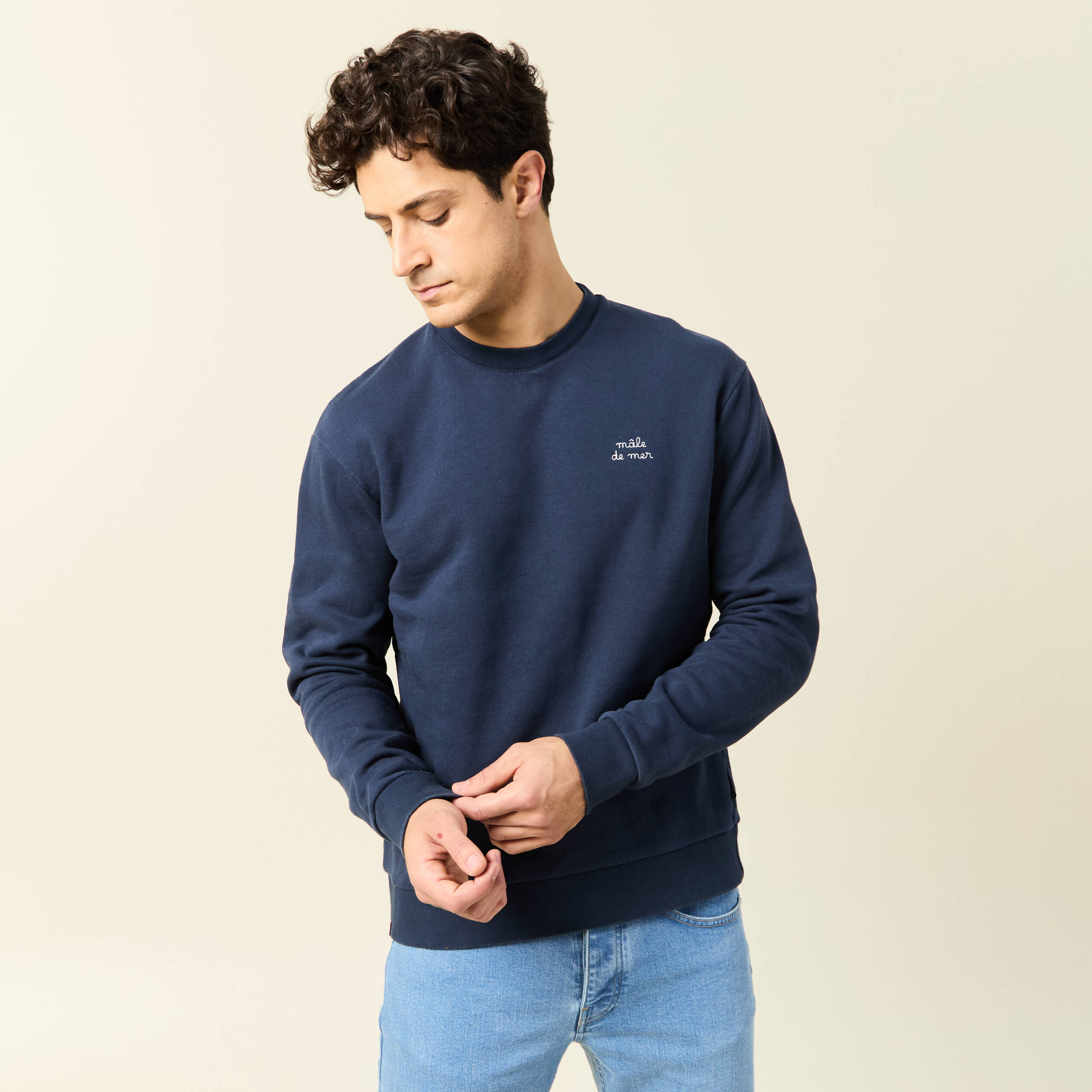 Sweat manches longues bleu marine homme | Vibs
