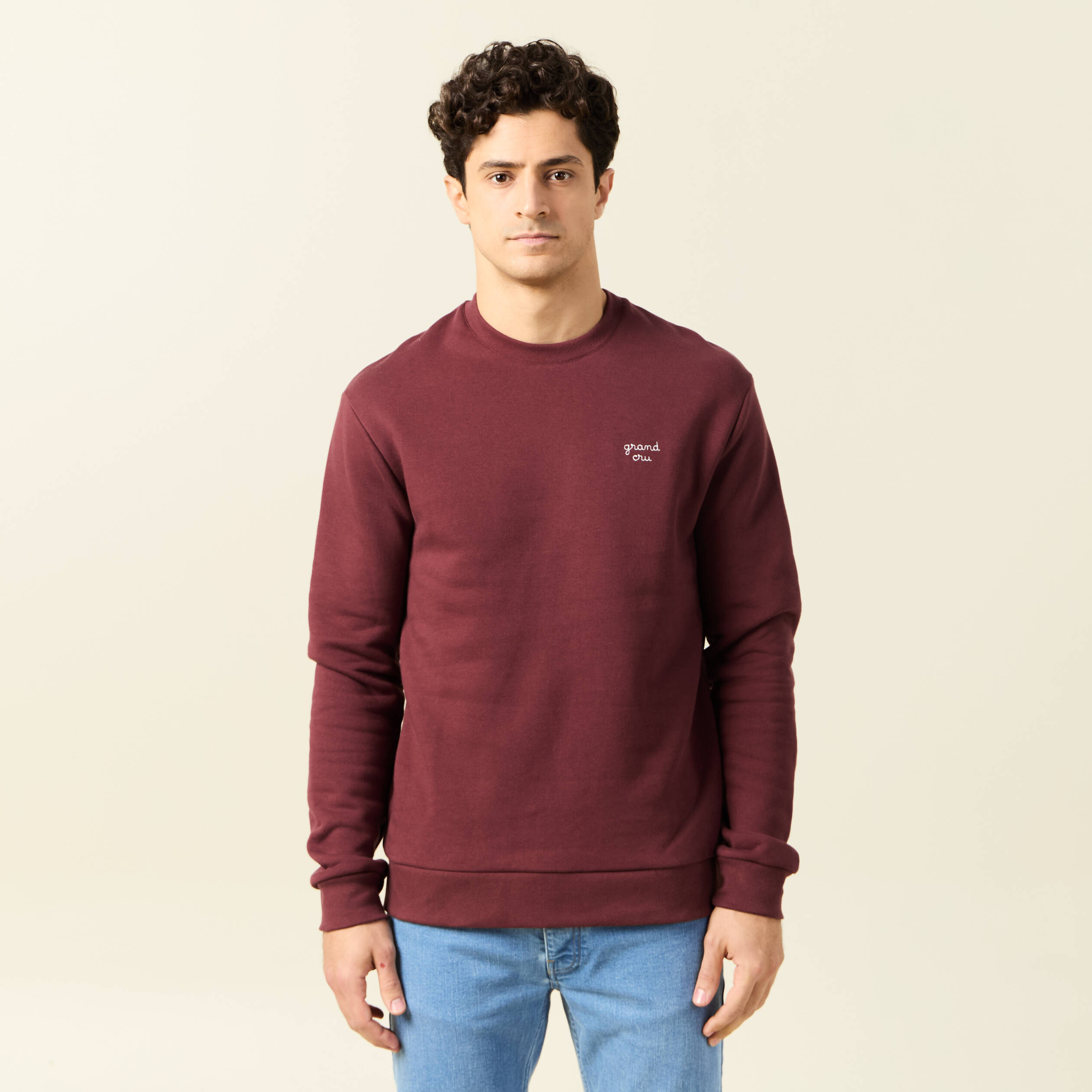 Sweat manches longues rouge foncé homme | Vibs