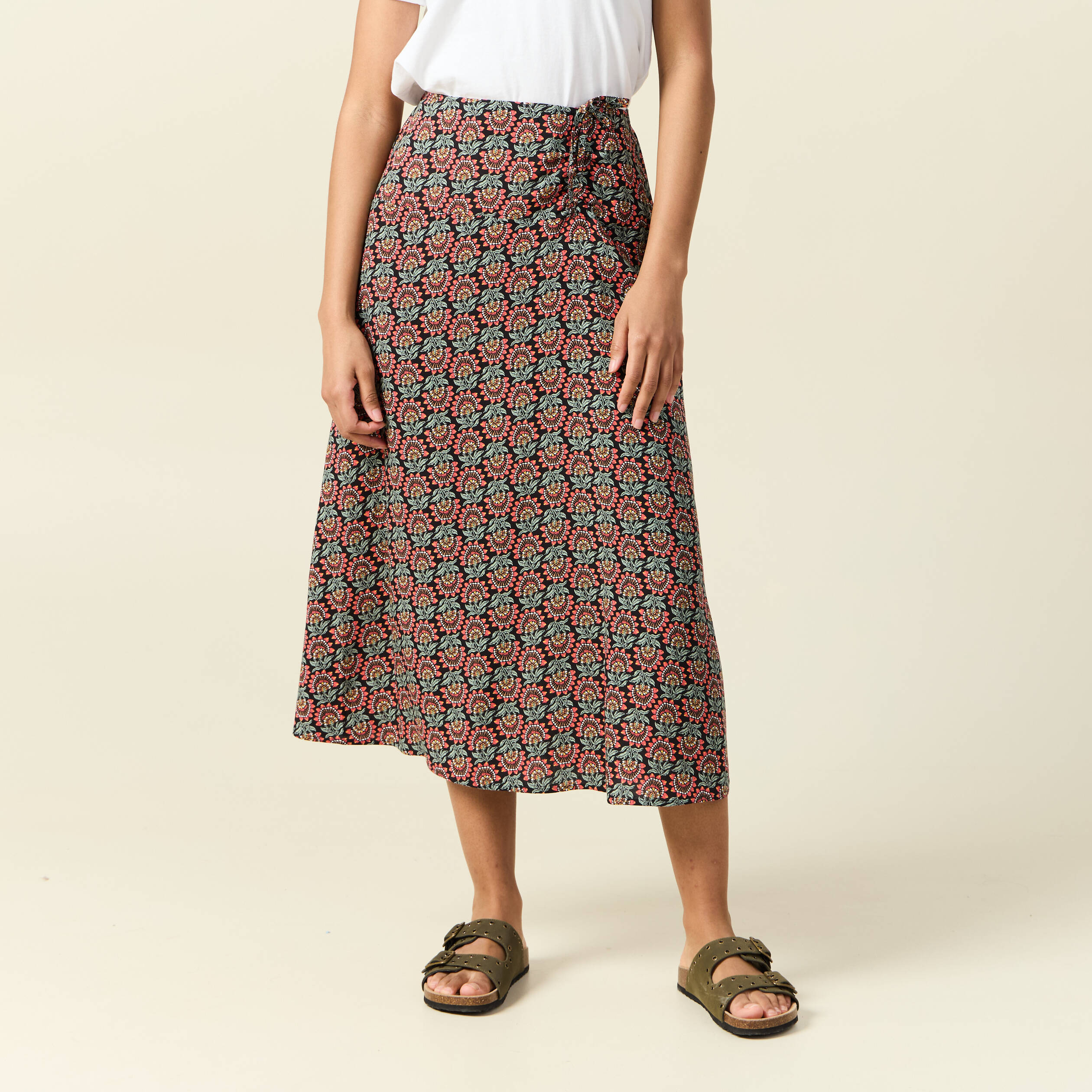 Jupe longue portefeuille noir femme | Vibs