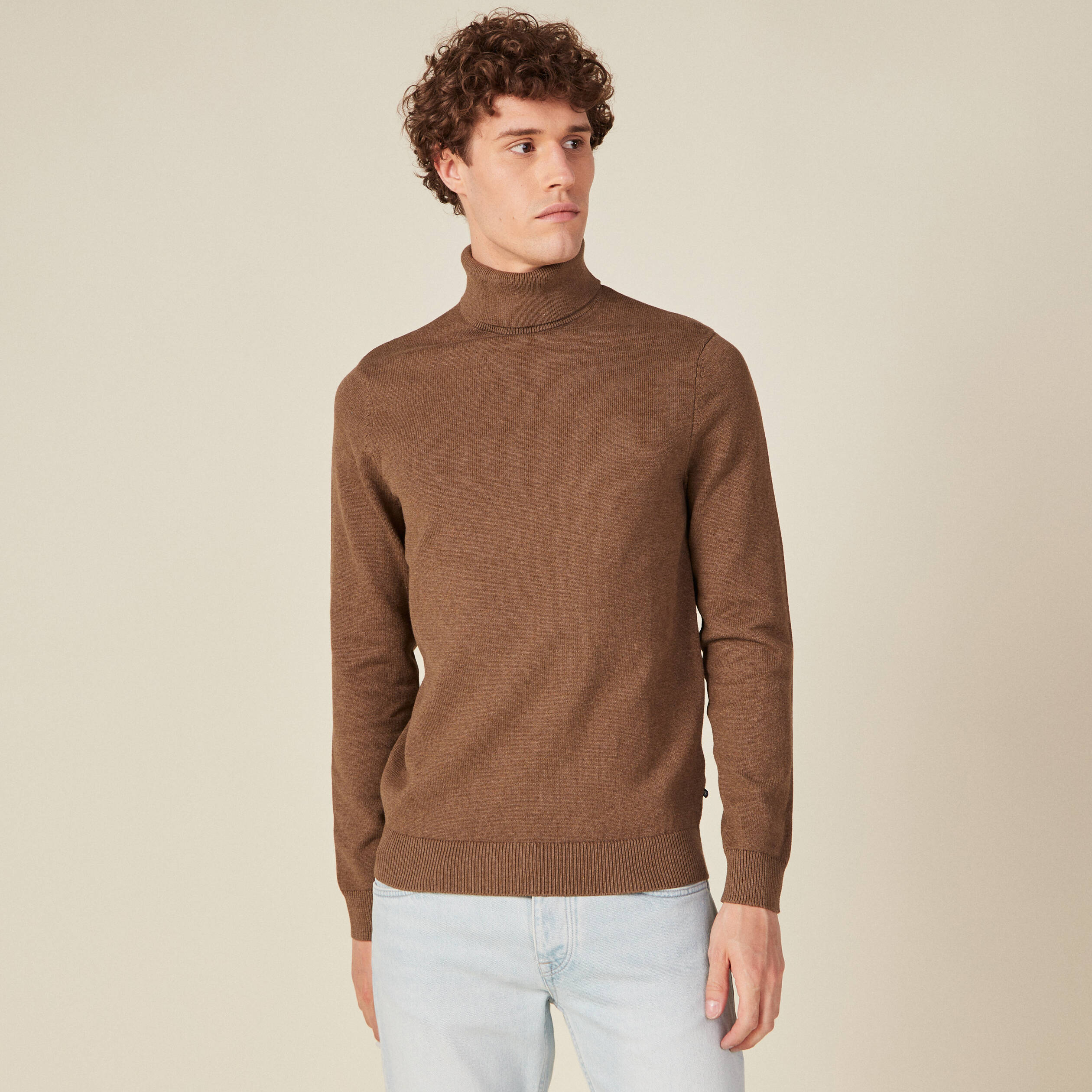 Pull manches longues marron homme | Vibs