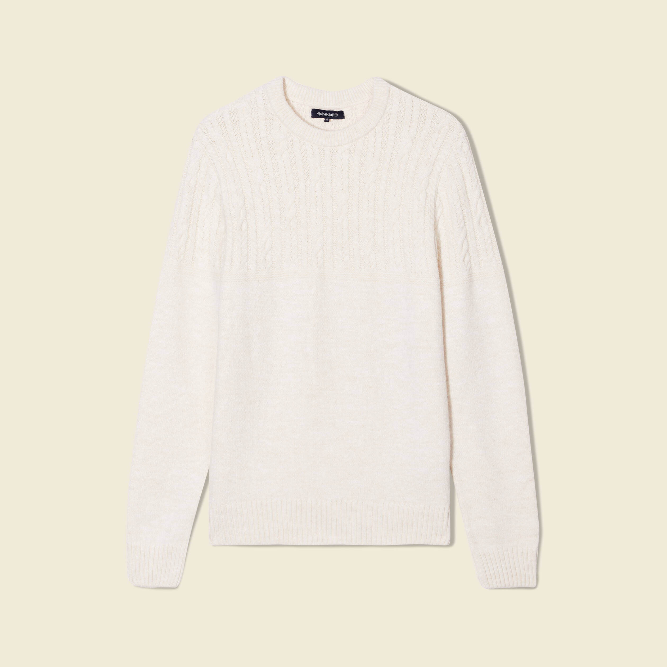 Pull manches longues torsades ecru homme | Vibs