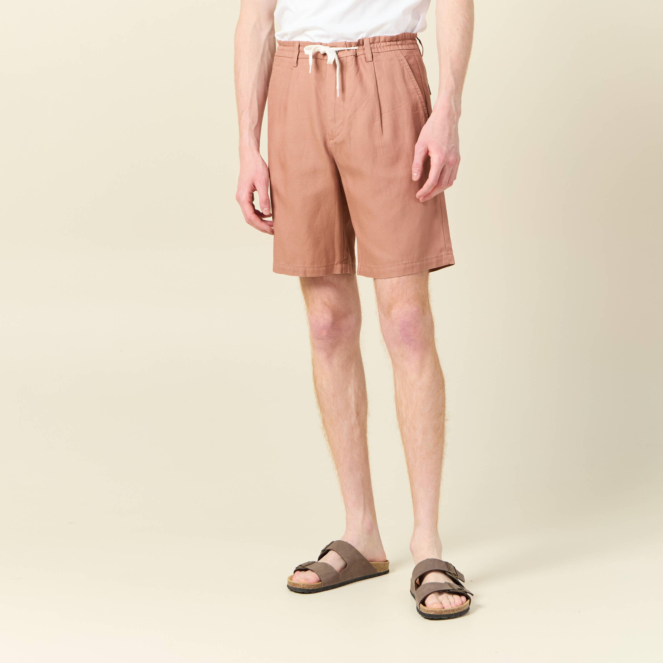 Bermuda droite à coulisse vieux rose homme | Vibs