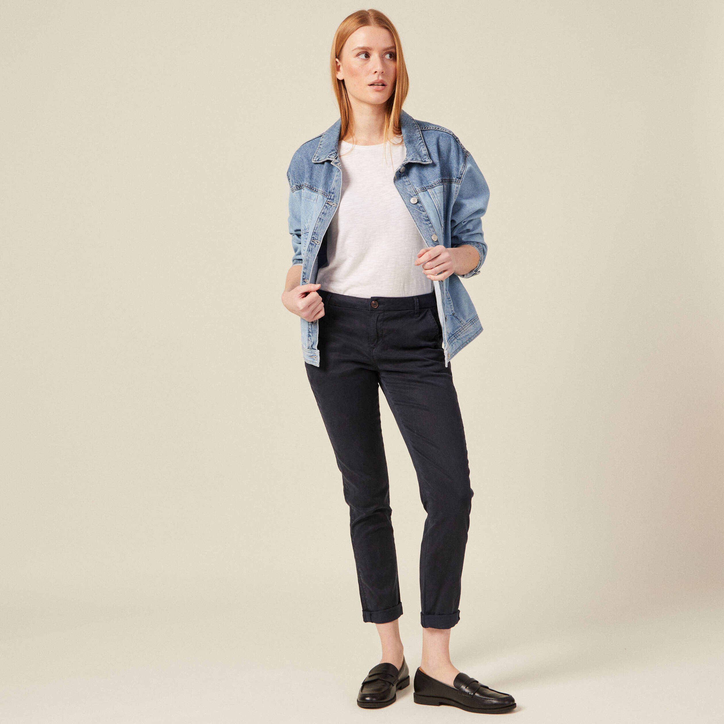 Chino 7/8ème taille standard bleu foncé femme | Vibs
