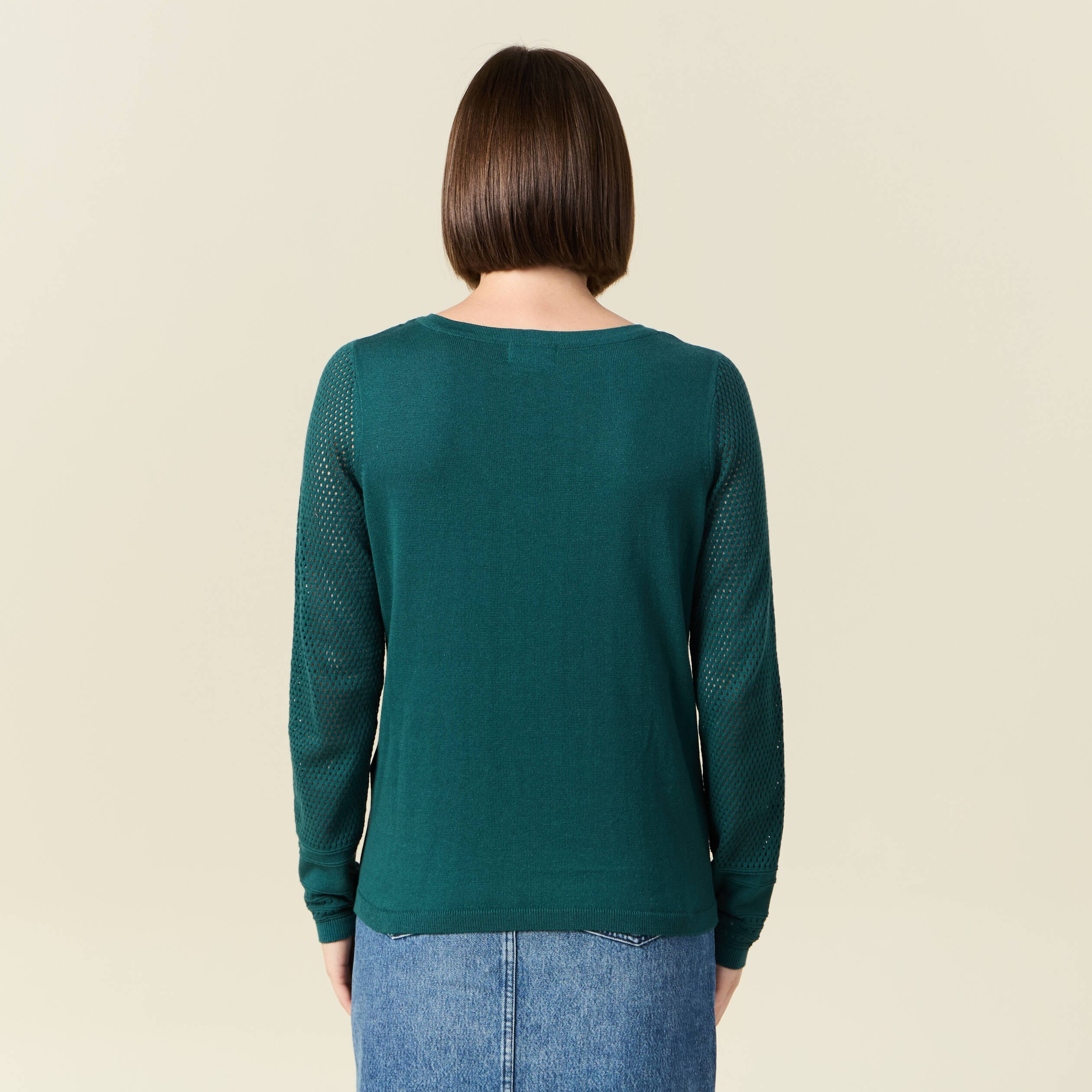 Pull à manches longues vert canard femme | Vibs