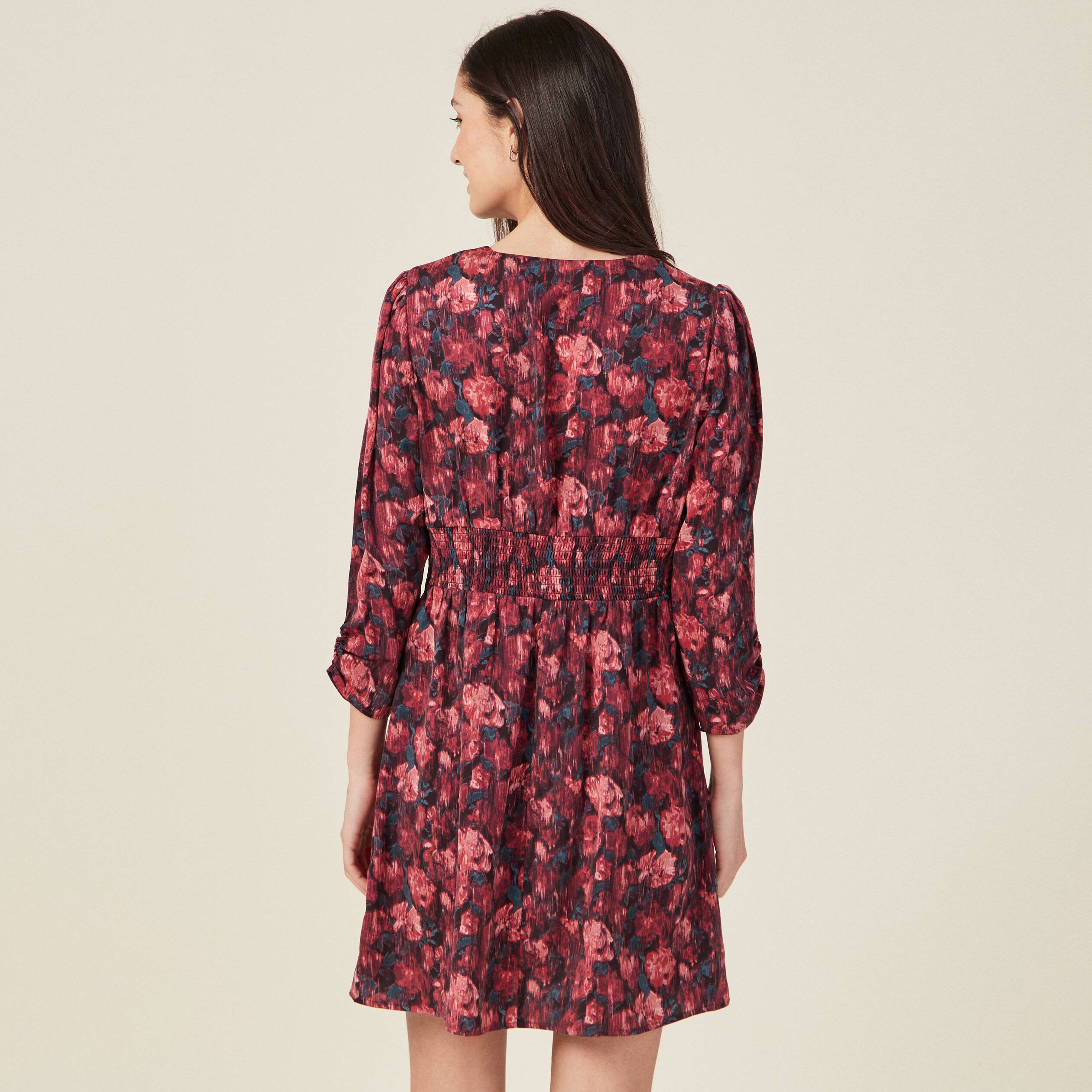 Robe droite manches 3/4 noir femme | Vibs