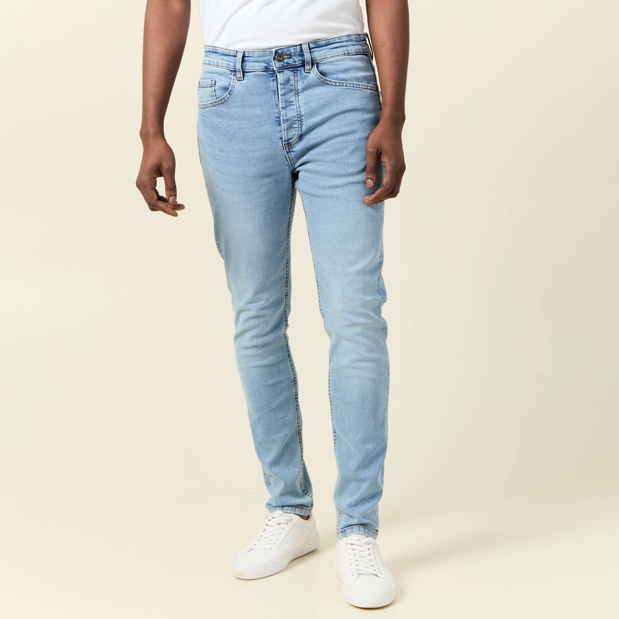 Jeans skinny tapered denim bleach homme | Vibs