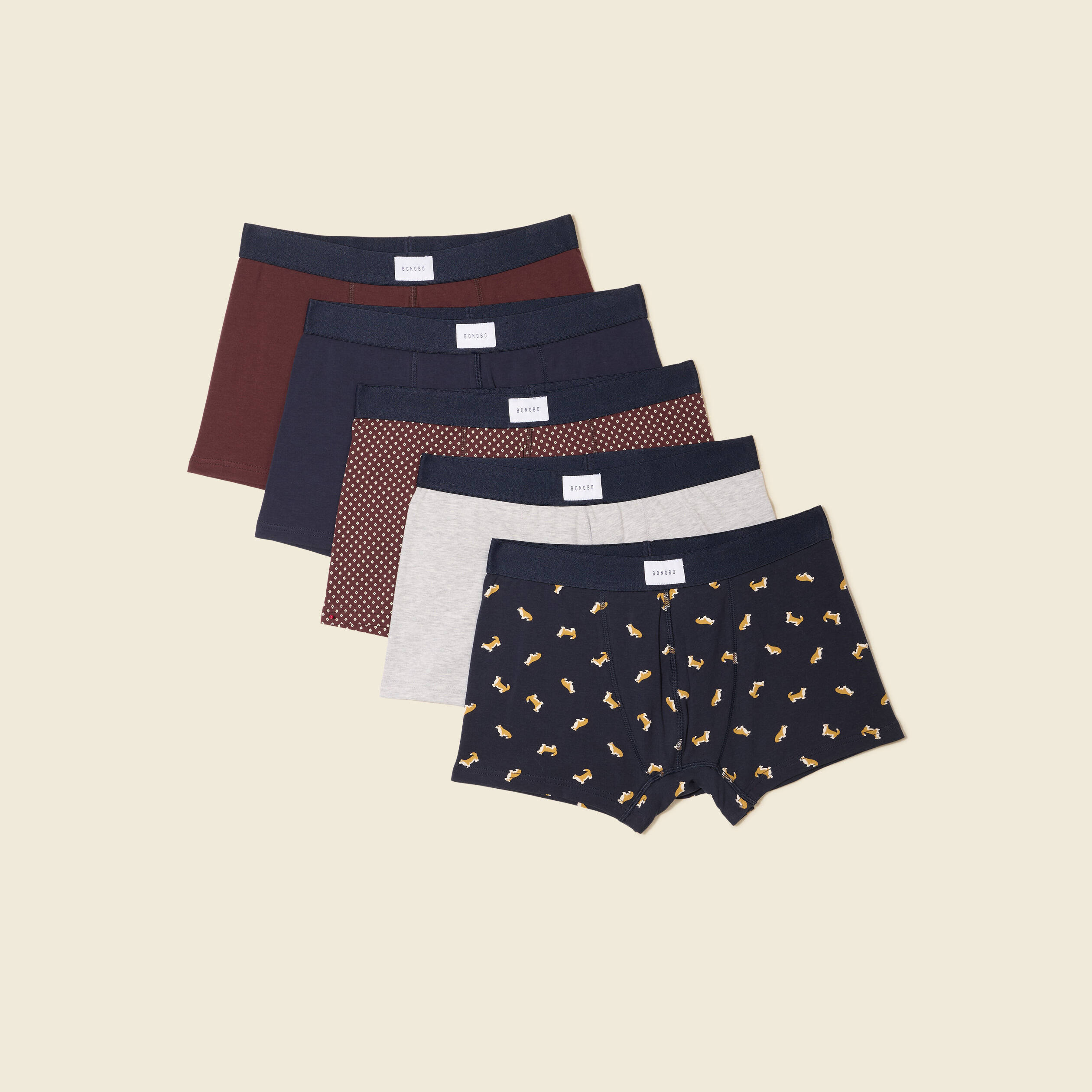Lot 5 boxers bleu marine homme | Vibs