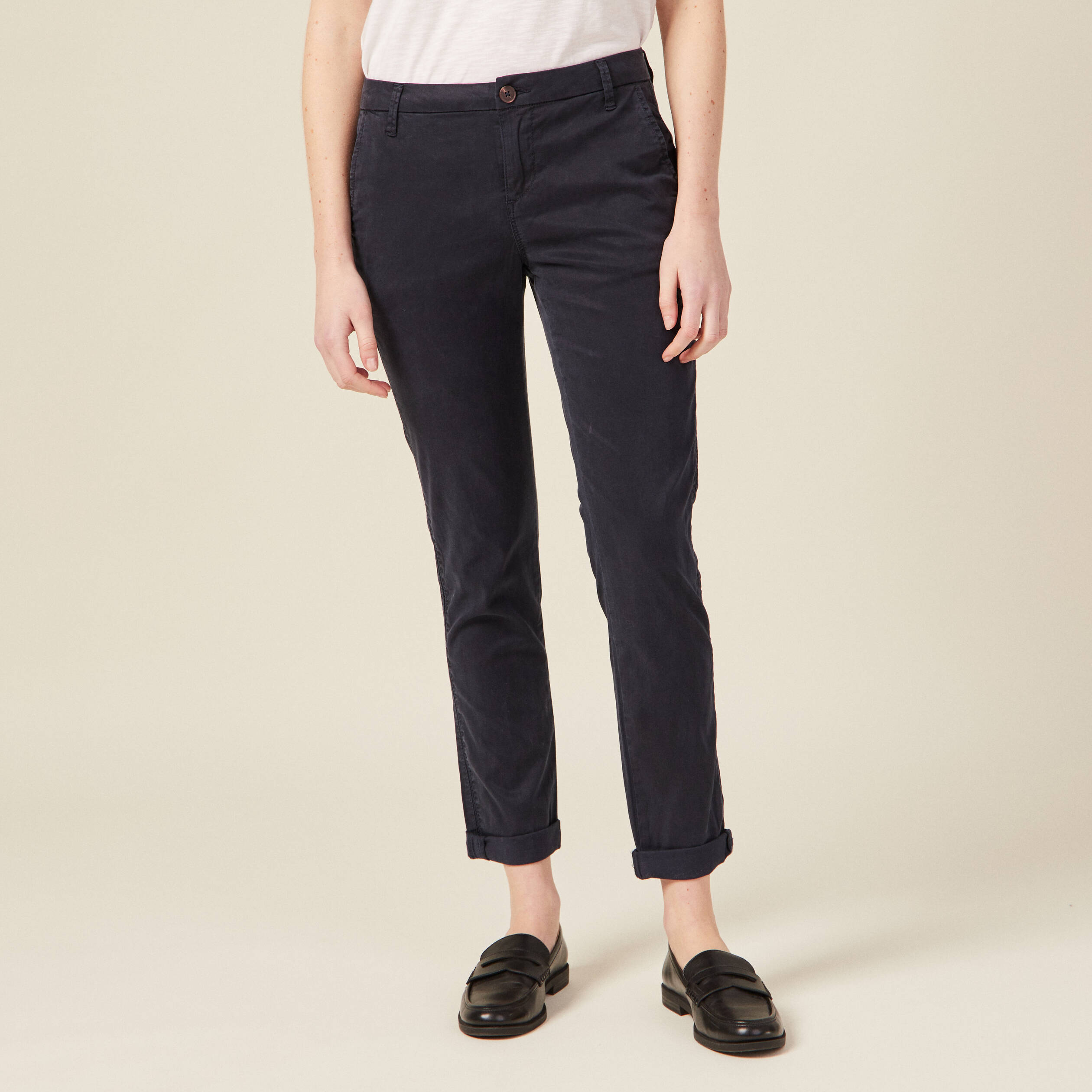 Chino 7/8ème taille standard bleu foncé femme | Vibs