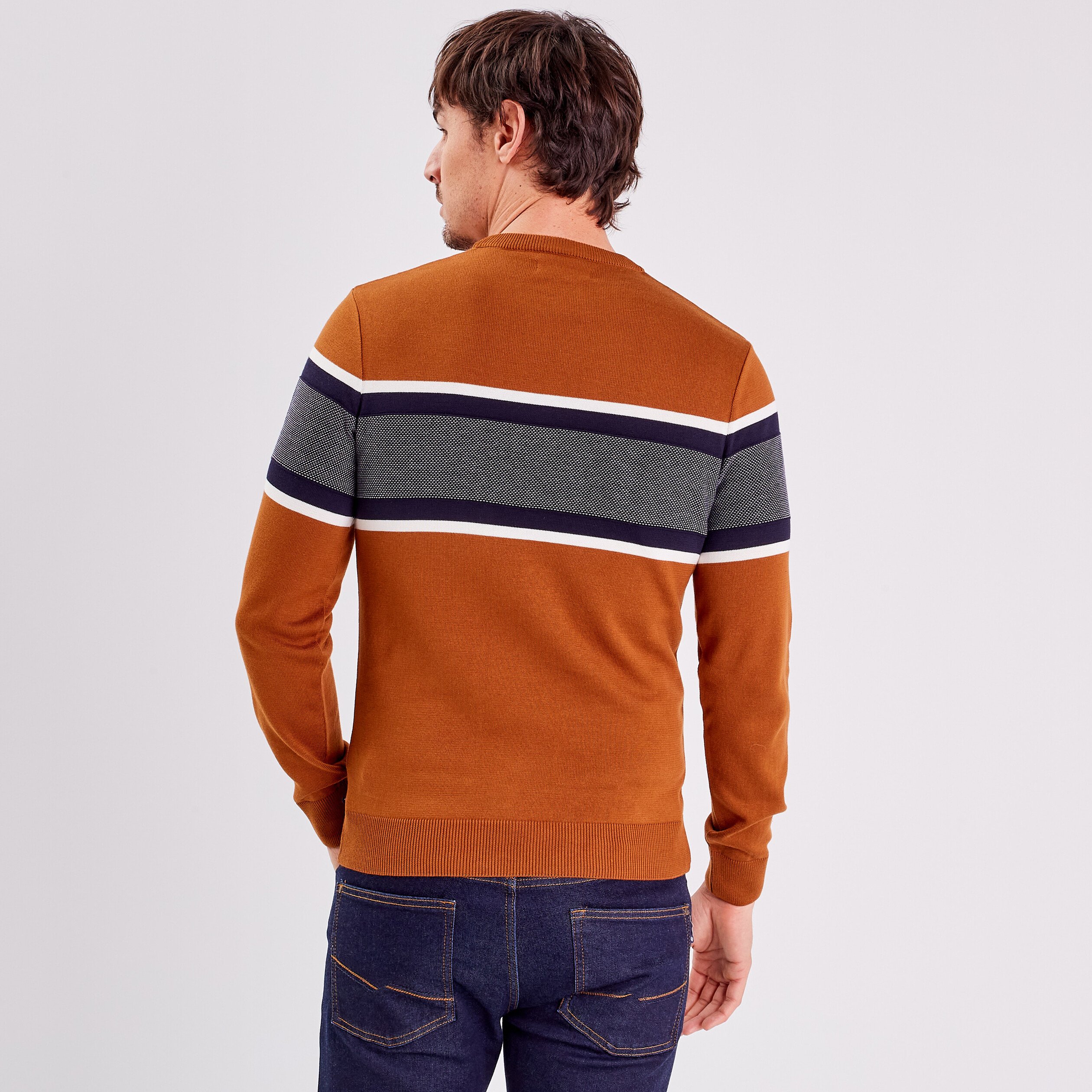 Pull manches longues marron homme | Vibs