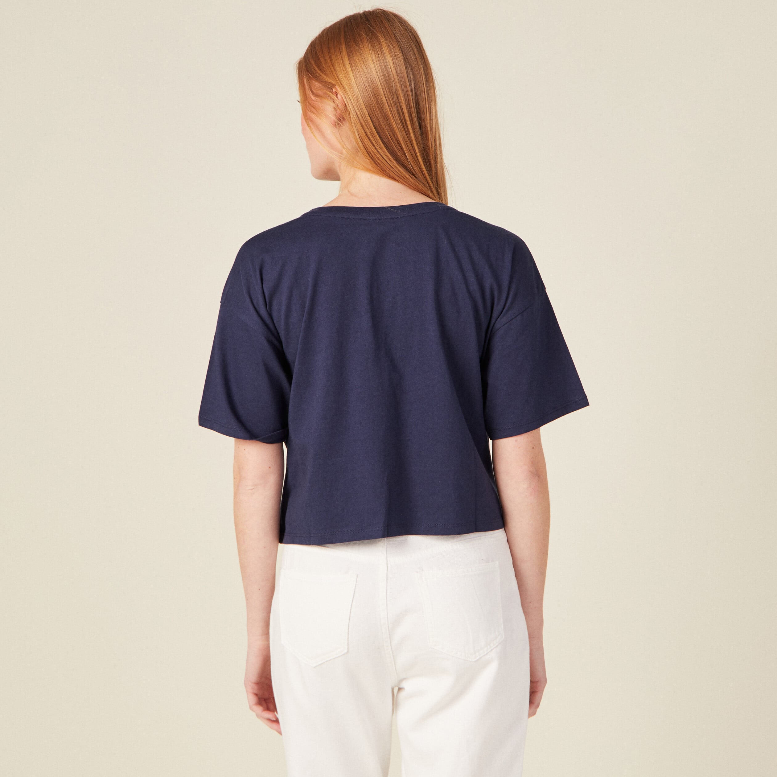 T-shirt manches courtes bleu marine femme | Vibs