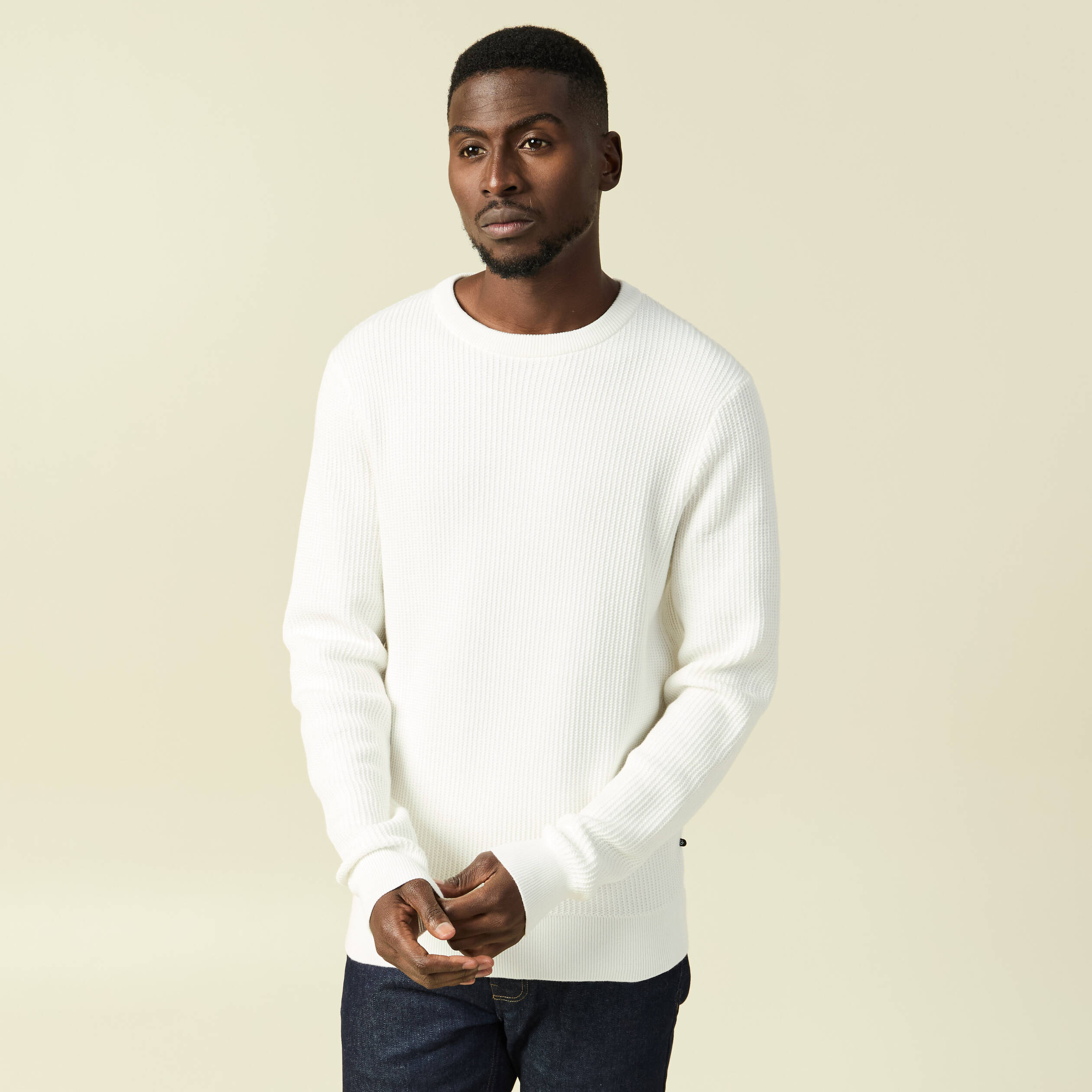 Pull col rond ecru homme | Vibs