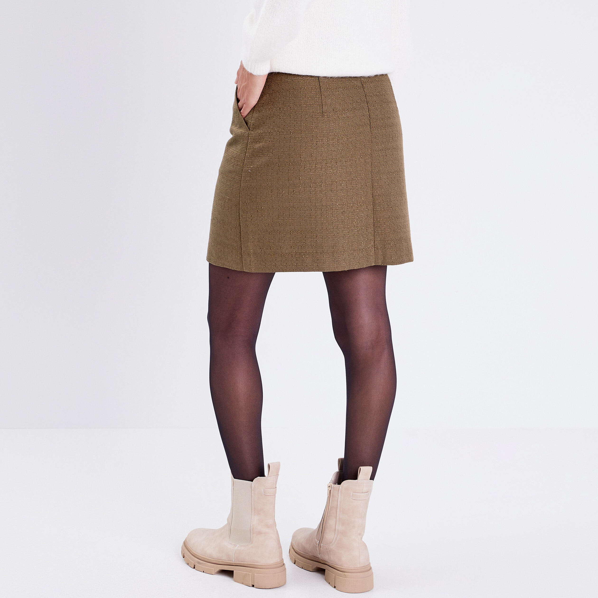 Jupe droite vert olive femme | Vibs
