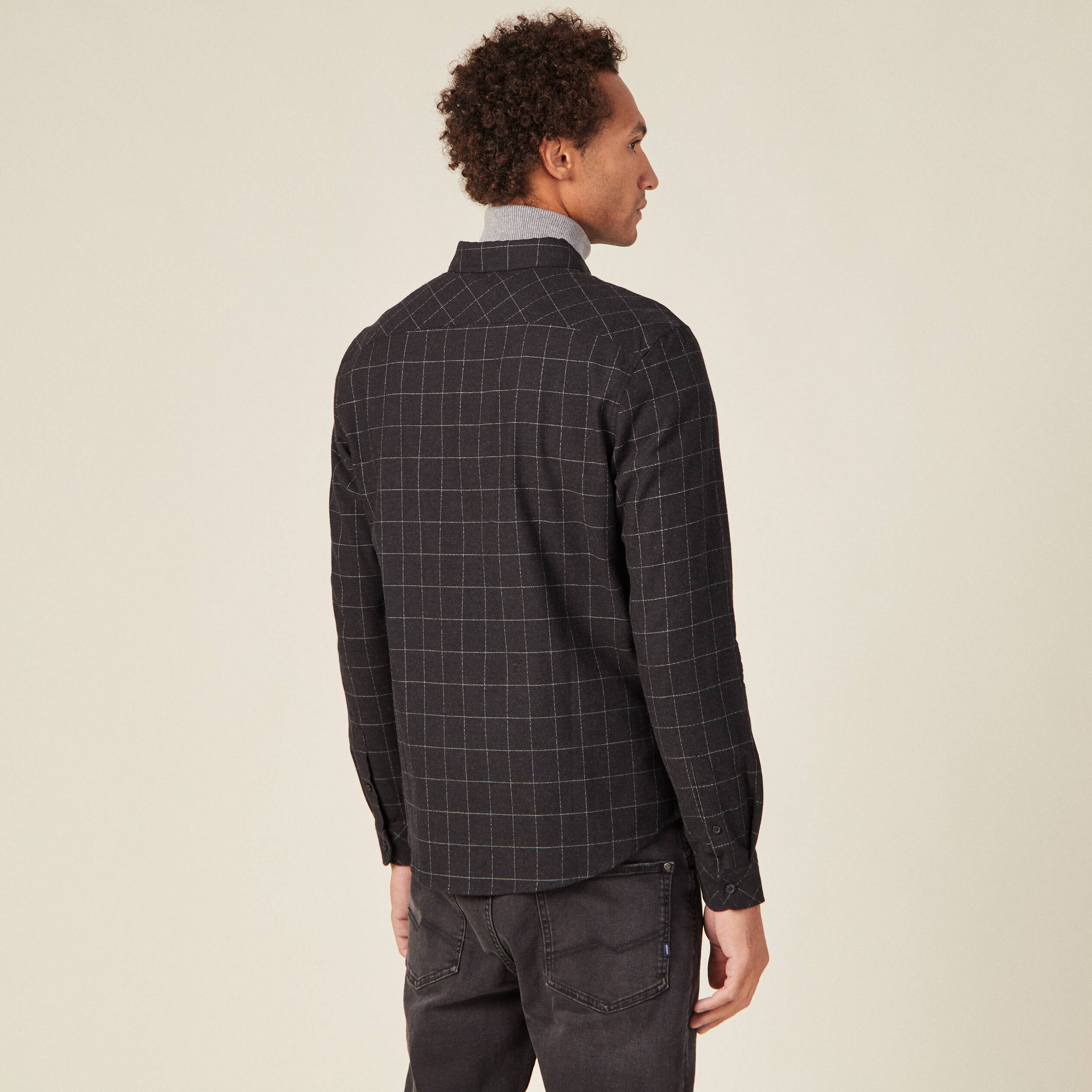 Chemise manches longues gris foncé homme | Vibs