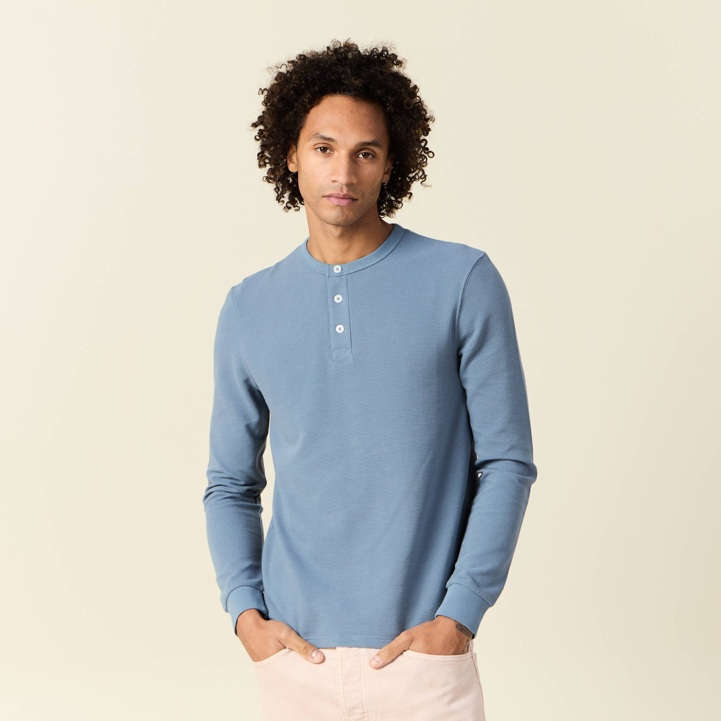 T-shirt manches longues bleu gris homme | Vibs