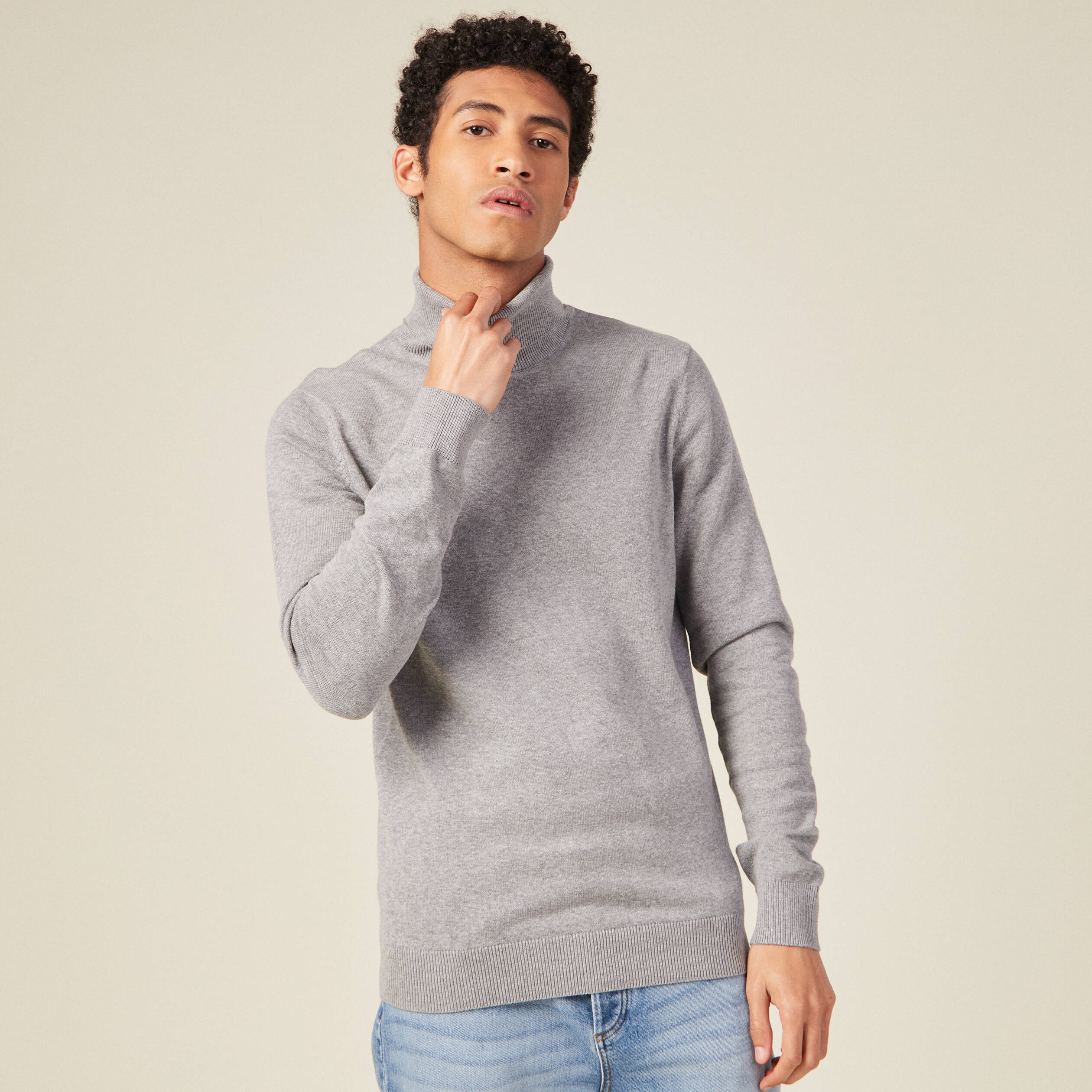 Pull manches longues gris foncé homme | Vibs