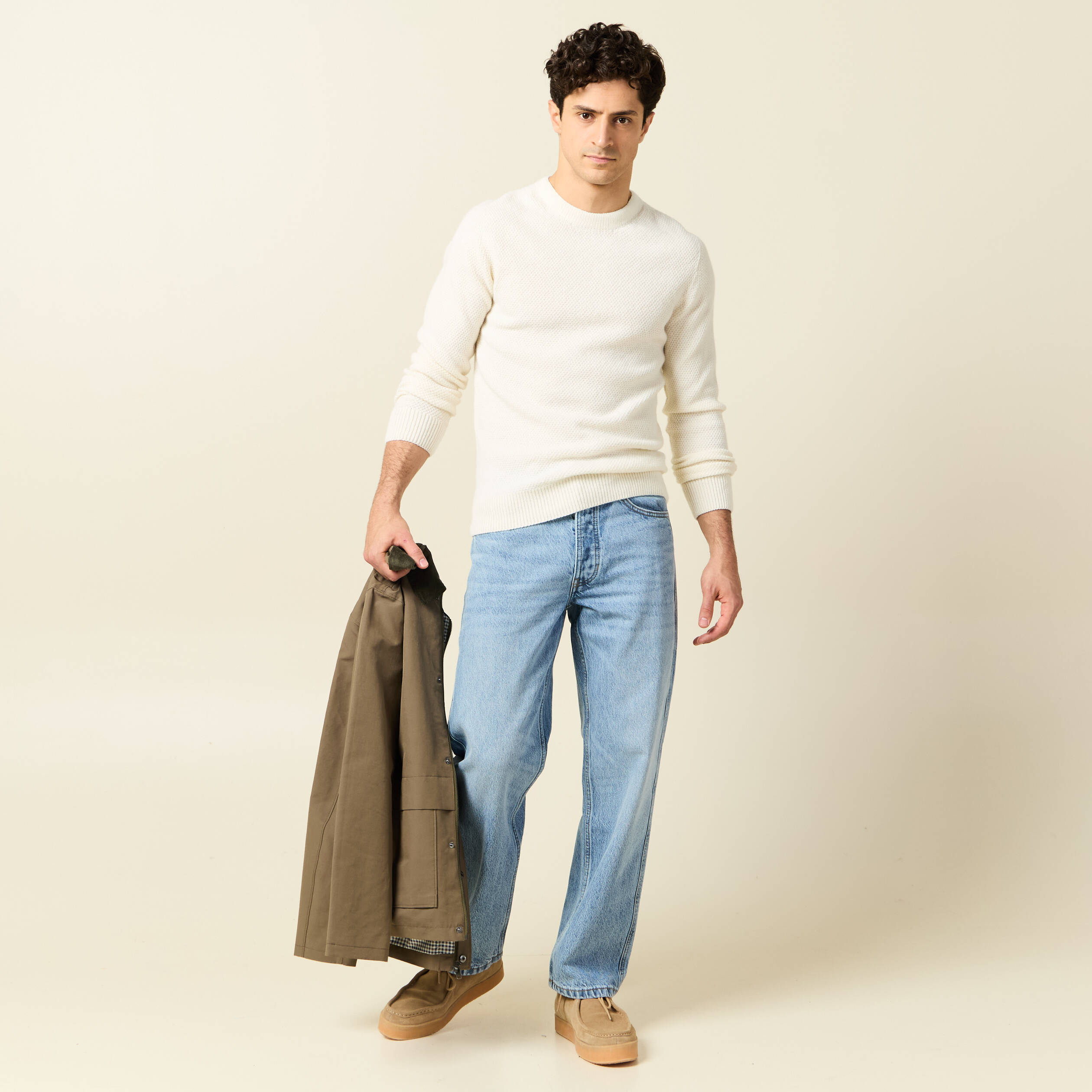 Jeans relax 5 poches denim bleach homme | Vibs