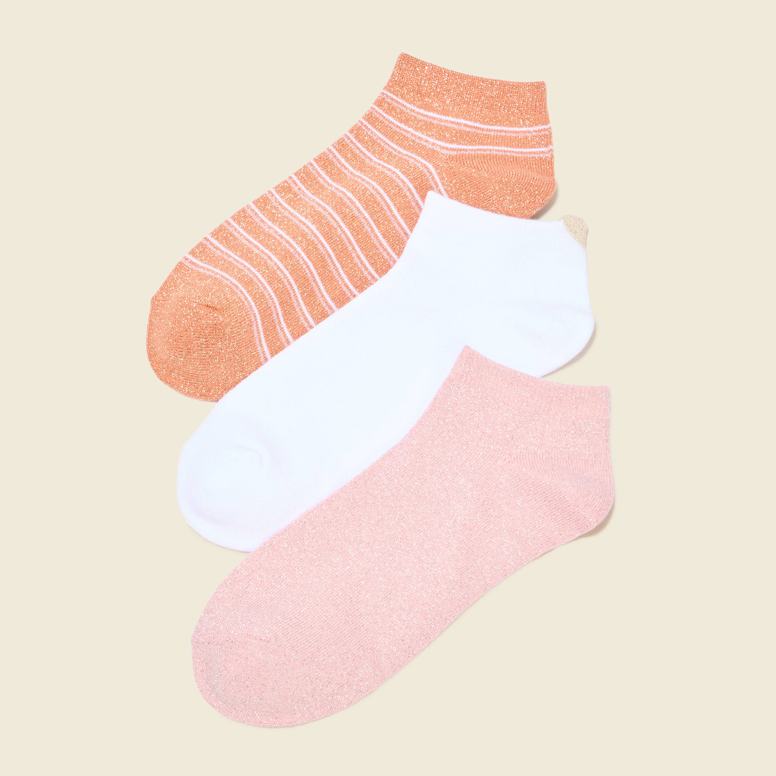 Lot 3 paires chaussettes rose pastel femme | Vibs