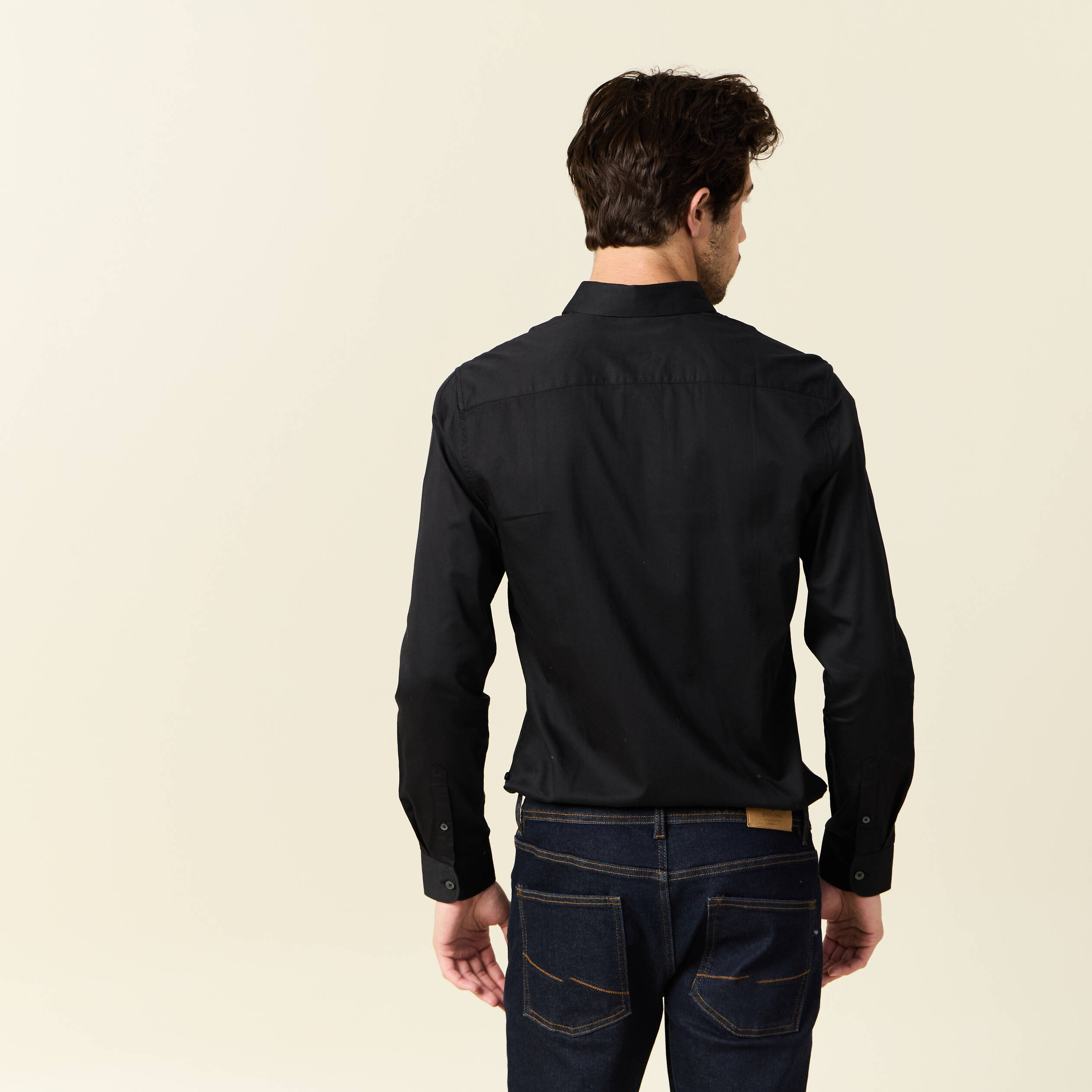 Chemise manches longues noir homme | Vibs