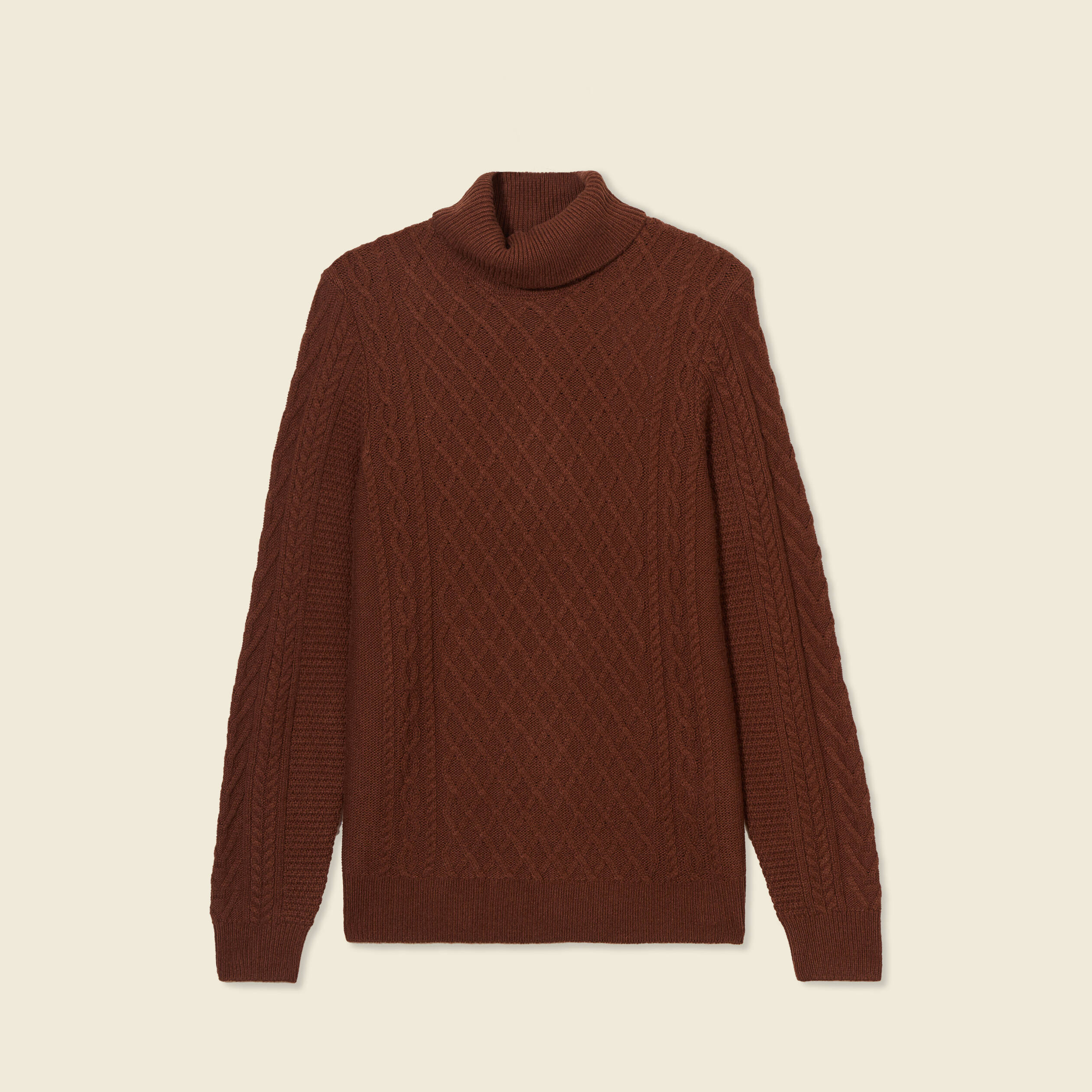 Pull manches longues marron cognac homme | Vibs